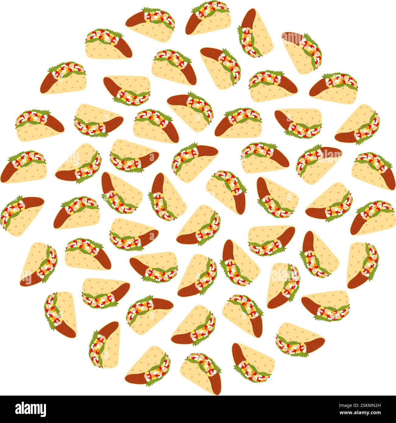 Taco vegetable and meat filling Circular Background Texture. Thematic ...