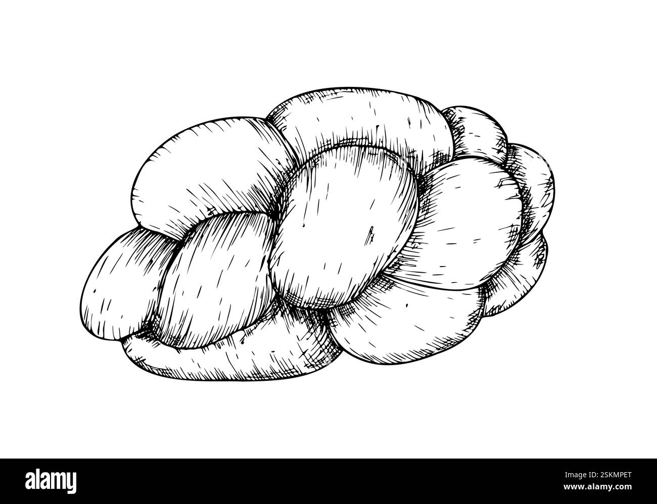 Vector bread braid. Graphic ink loaf food, bakery baget, pastry grain ...