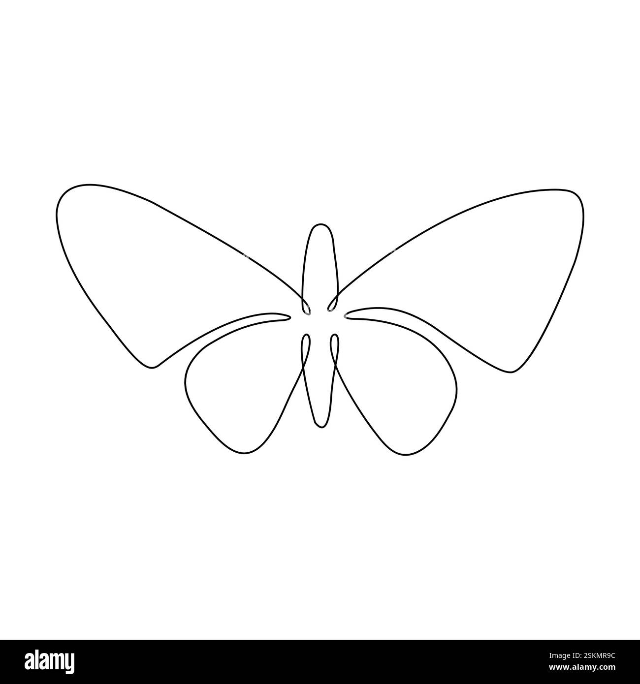 Butterfly continuous one line art drawing with black and white ...