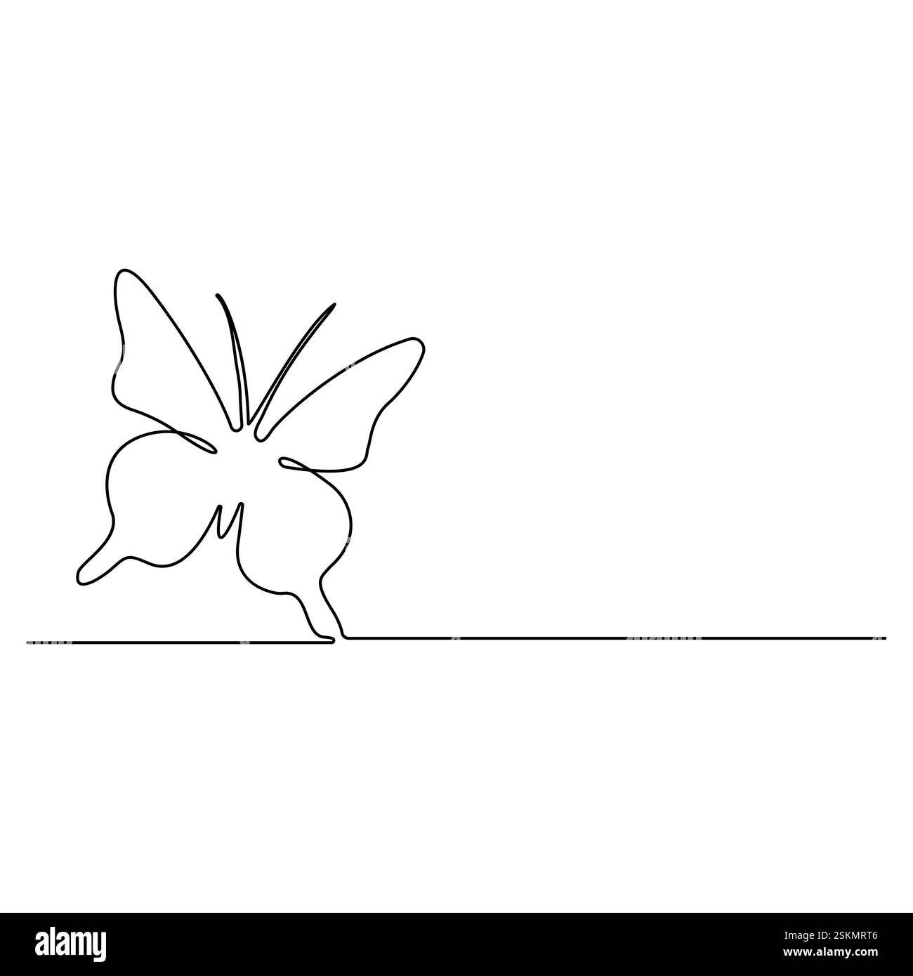 Butterfly continuous one line art drawing with black and white ...