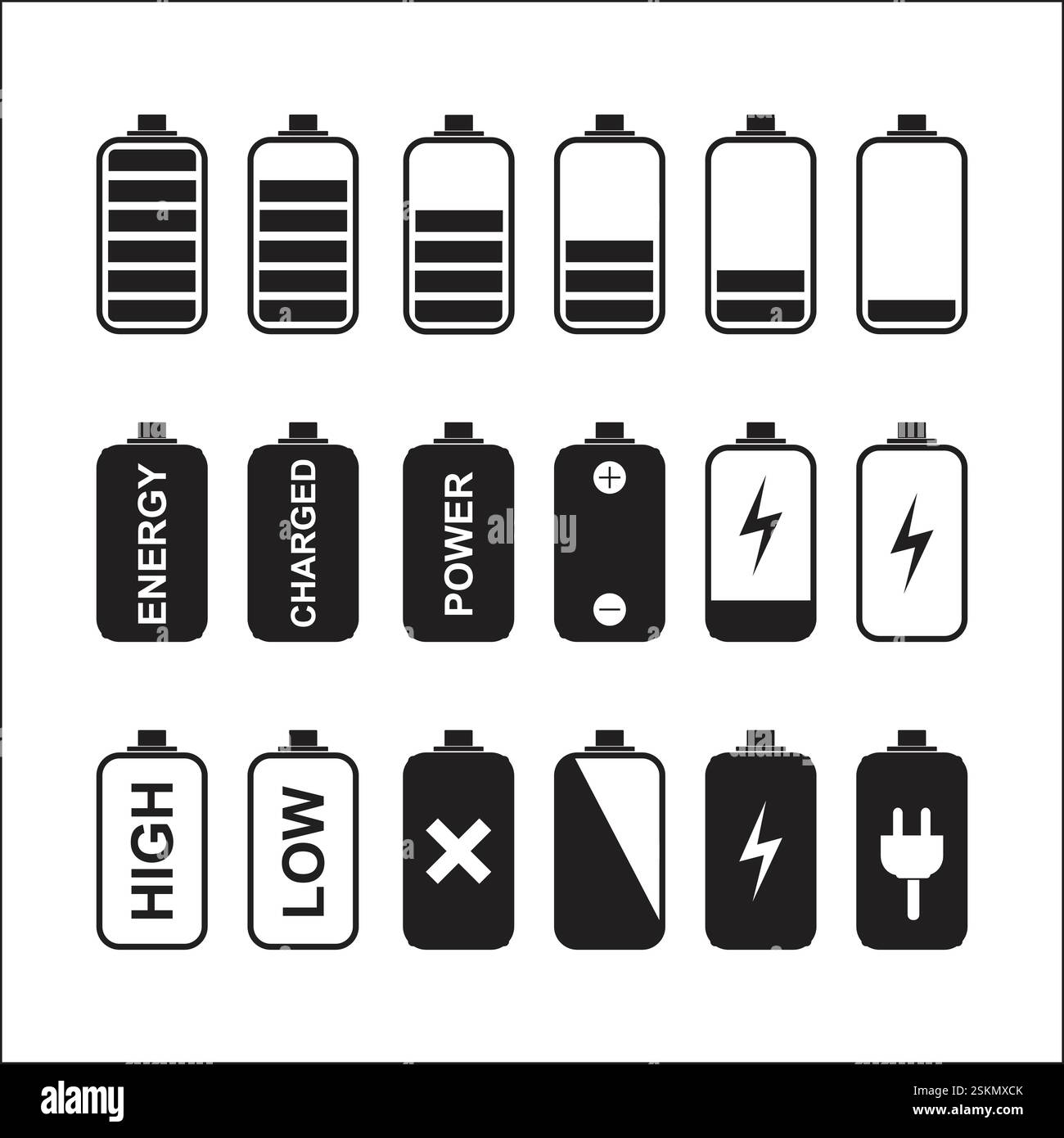 Set of Battery Icons Vector. Collection Of Symbol Battery Illustration ...