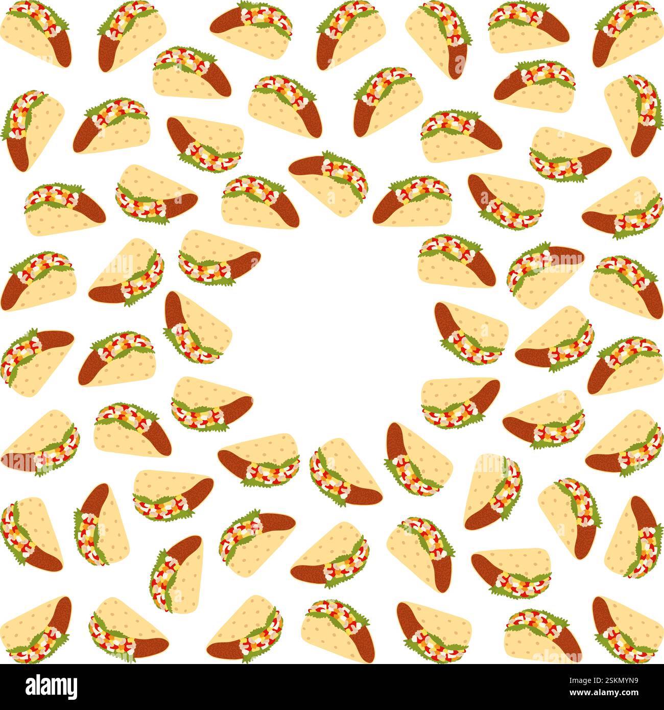 Taco Meat and vegetable filling Circular Frame border. Taco Day ...