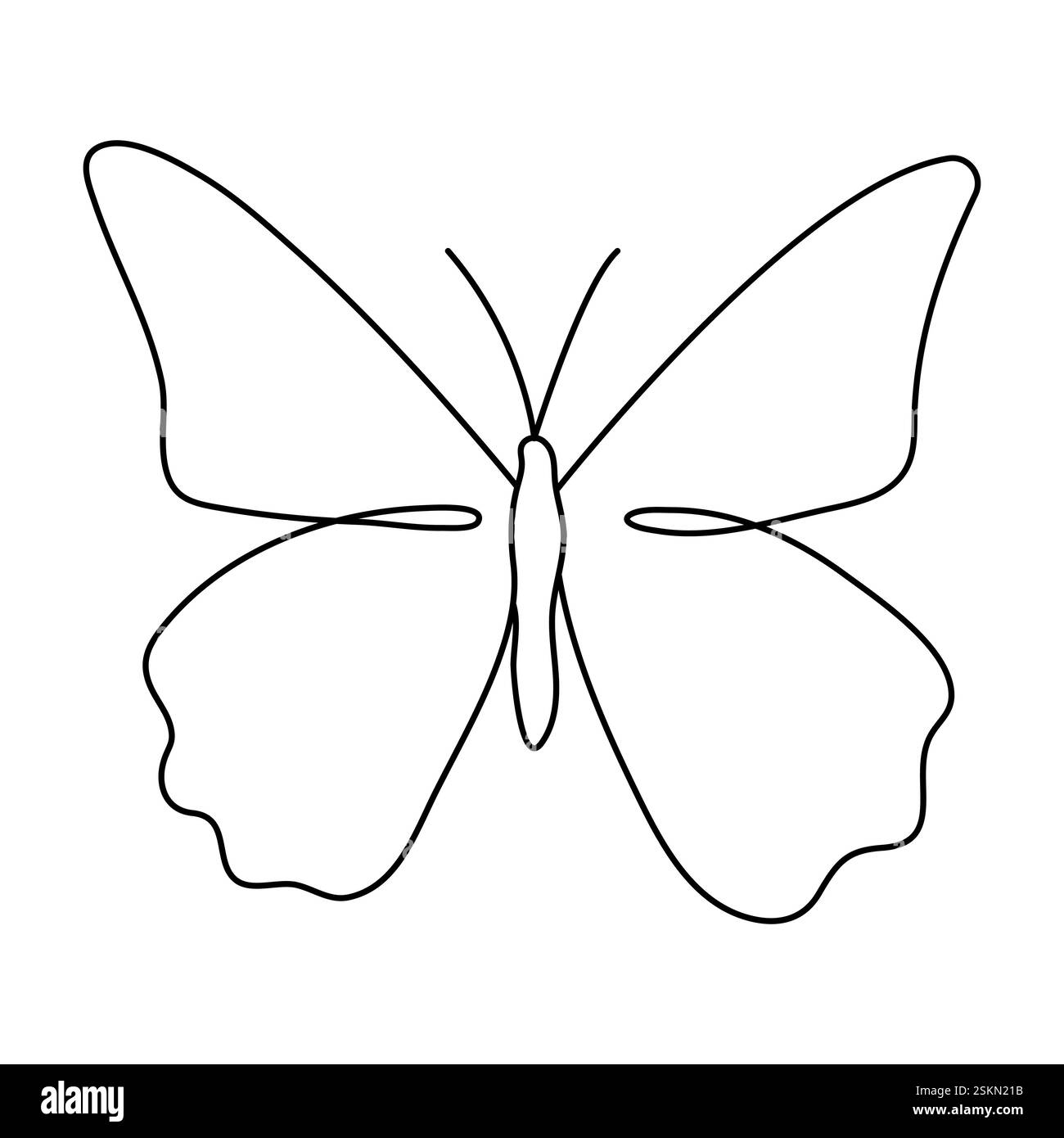 Butterfly continuous one line art drawing with black and white ...