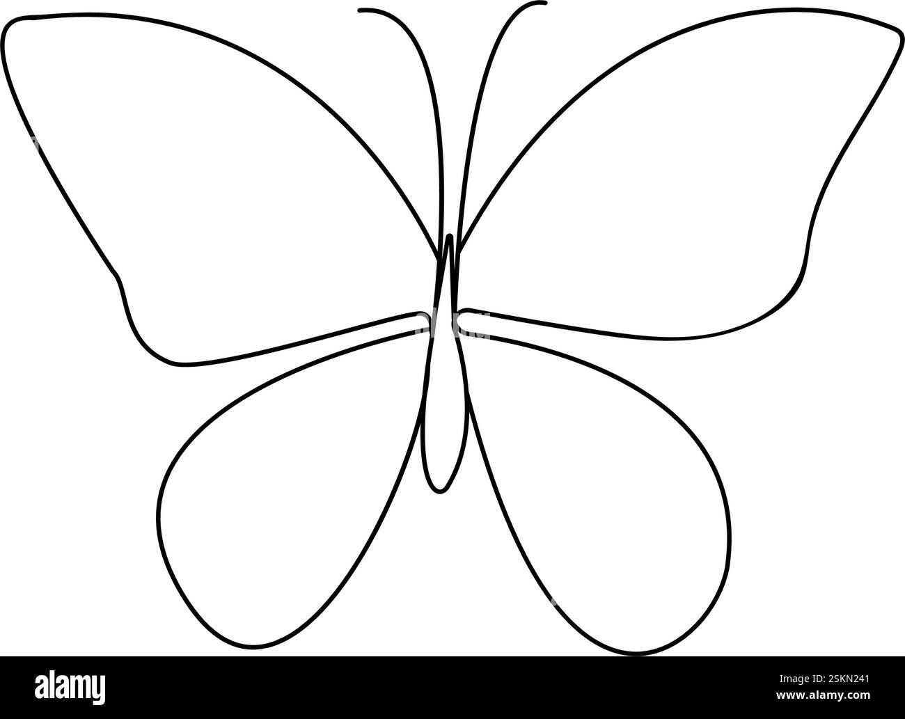 Butterfly continuous one line art drawing with black and white ...