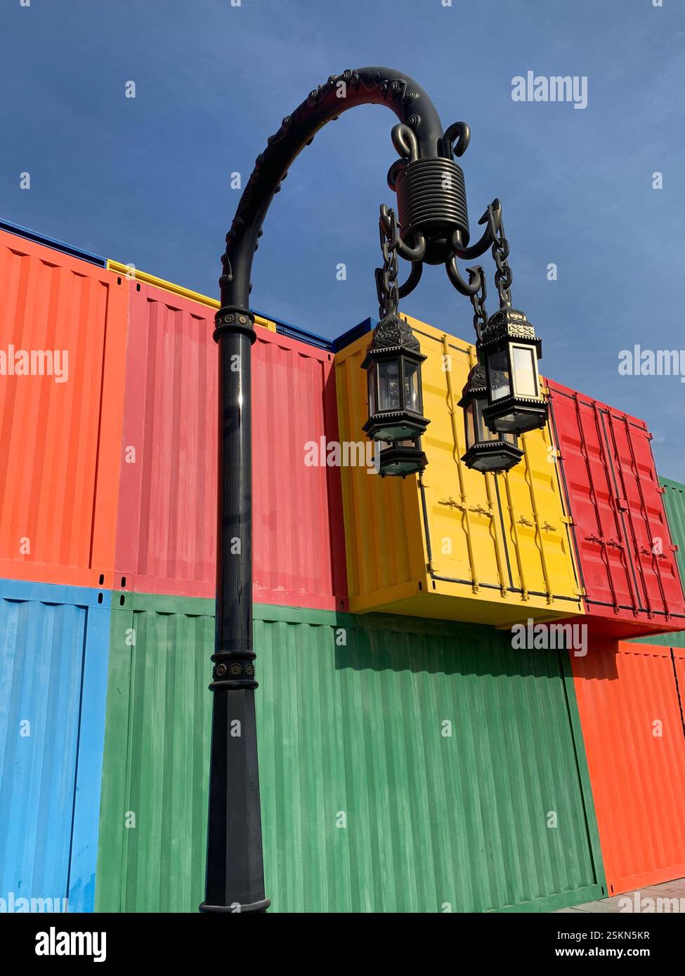 Colourful shipping containers at Doha Old Port Stock Photo - Alamy