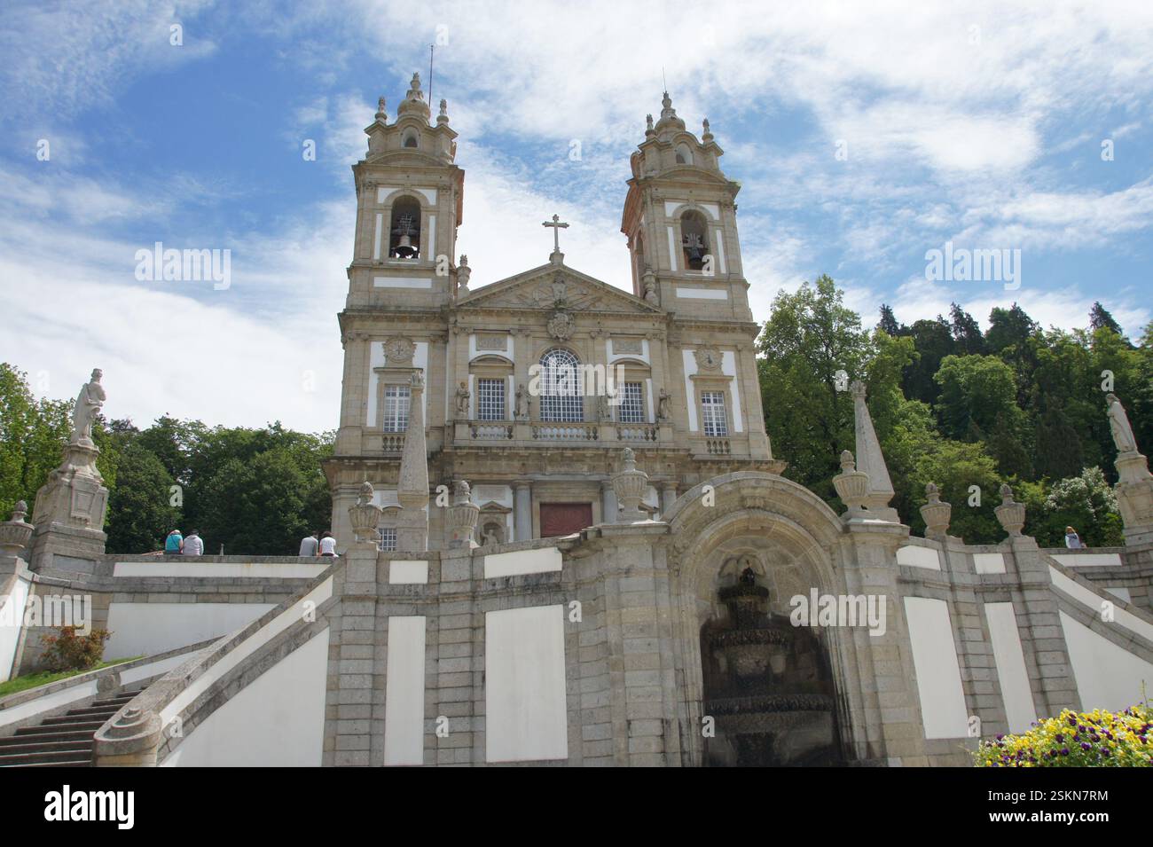 Bom Jesus do Monte sanctuary, Braga, Portugal. Baroque facade adorned ...
