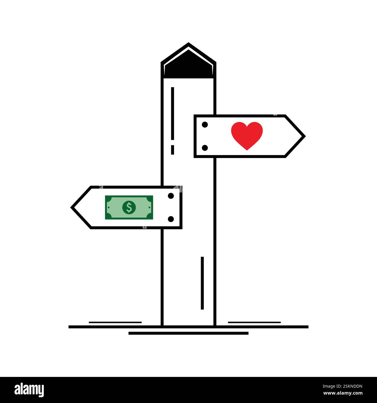 Love Vs Money Direction Symbol Design Template. Direction Icon Stock ...
