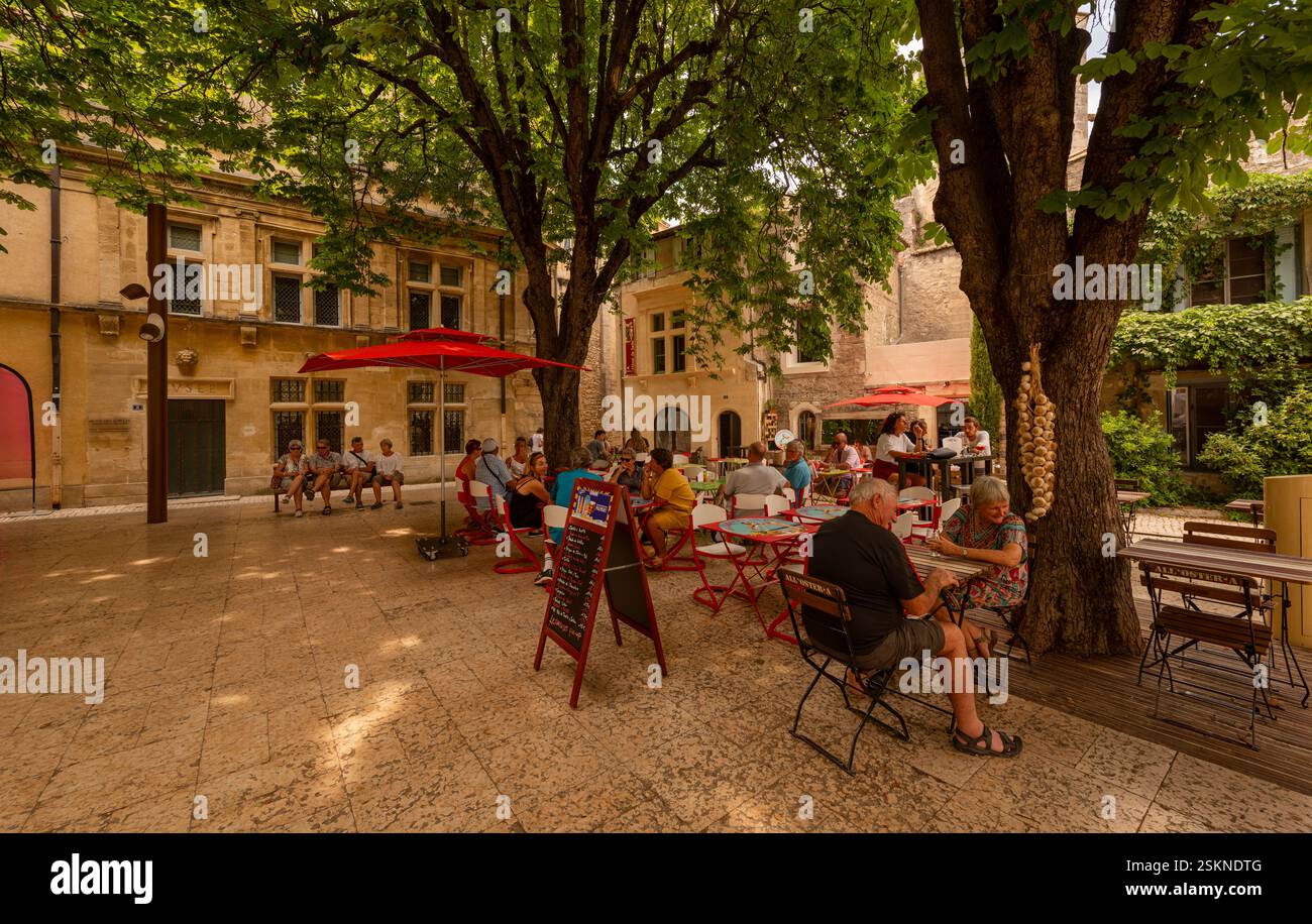St Remy de Provence, Buches du Rhone, France. Place Favier in St Remy ...