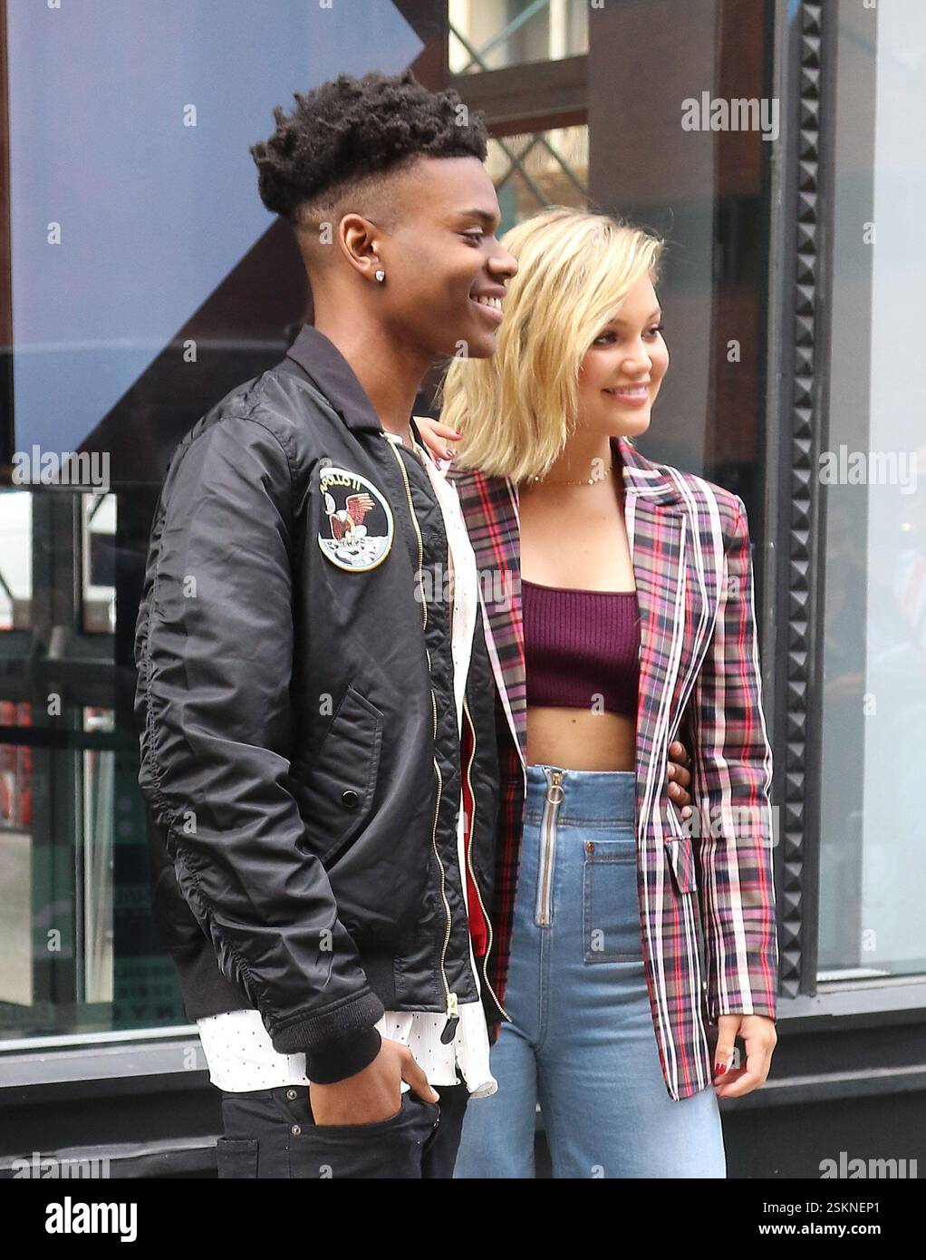 Aubrey Joseph (L) and Olivia Holt made an appearance at Build Series on ...