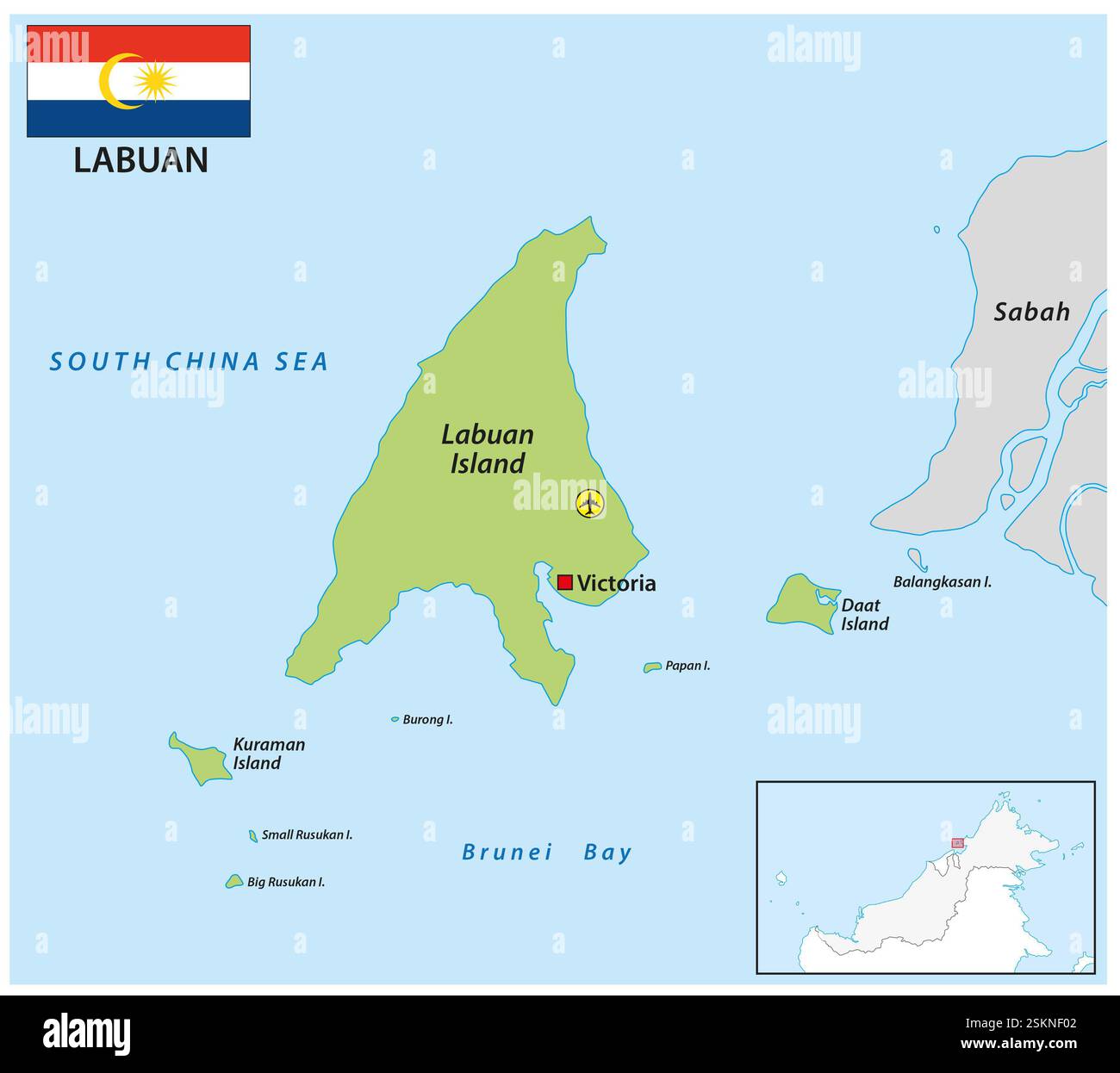 Overview map of the Malaysian Federal Territory of Labuan Stock Photo ...