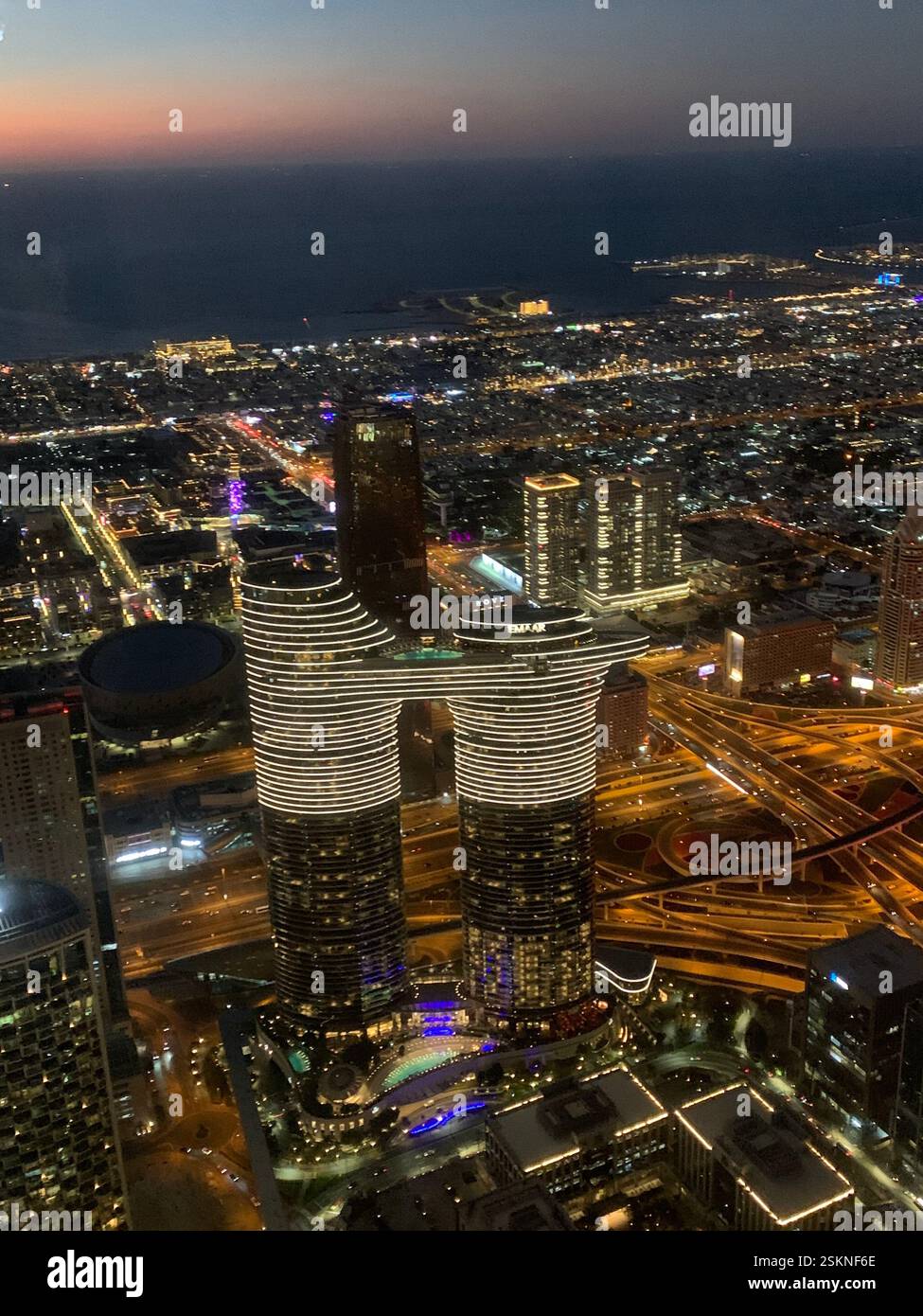 view of Dubai at night from Burj Khalifa Stock Photo - Alamy