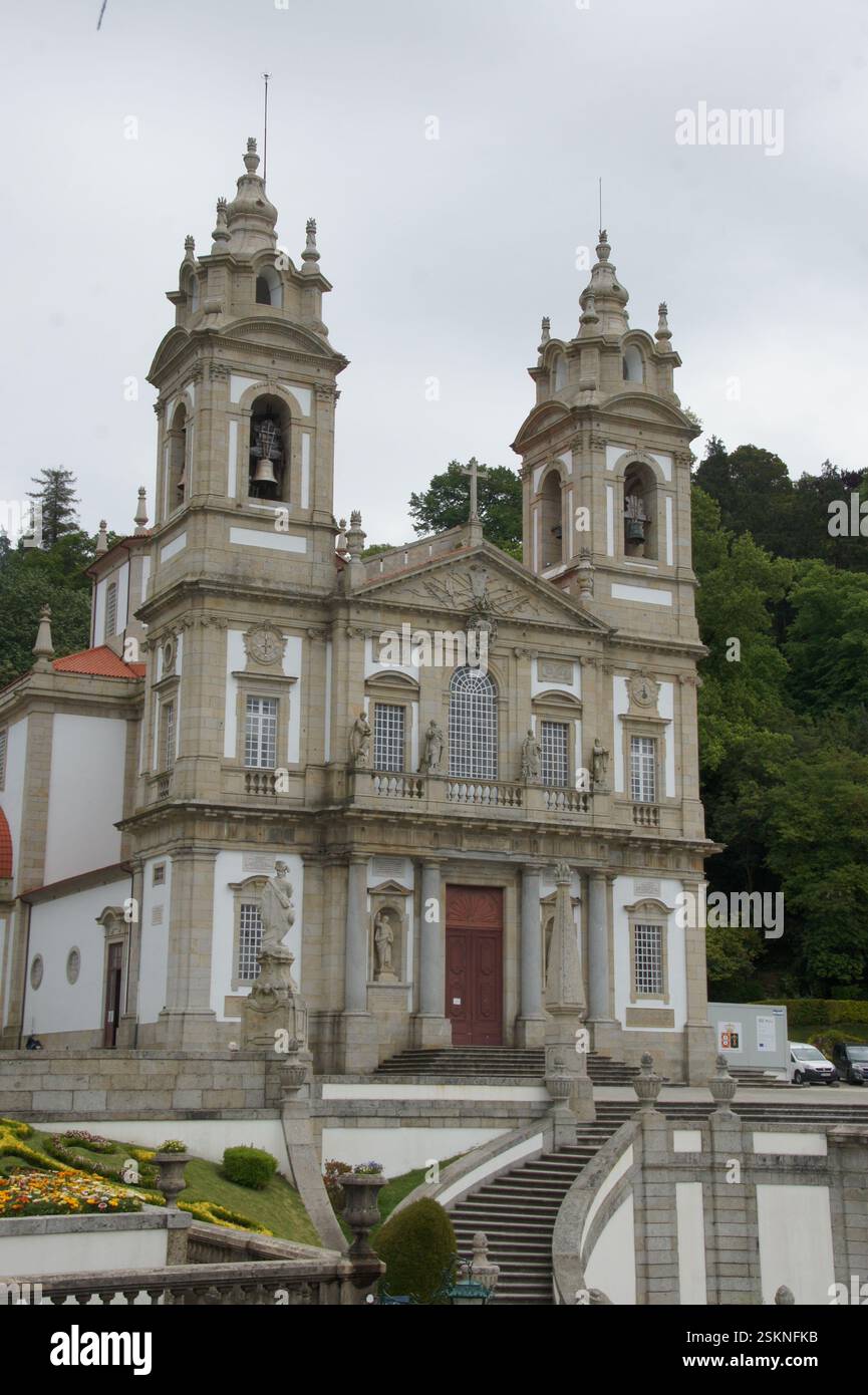 Bom Jesus do Monte sanctuary, Braga, Portugal. Twin bell towers and ...