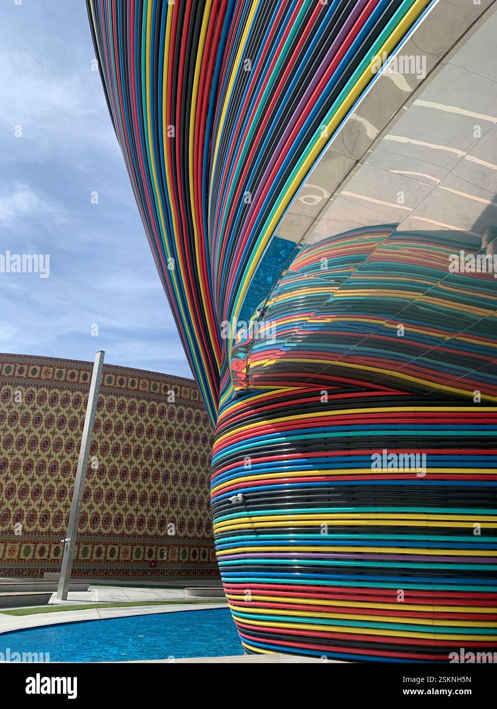 Russian Pavilion colourful rubber band building at Dubai Expo City ...