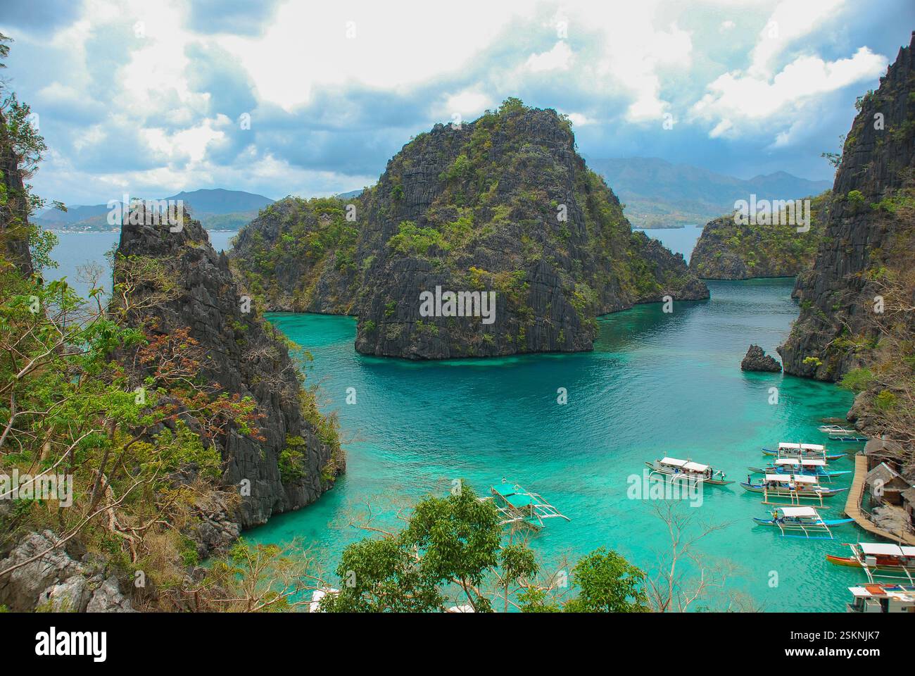 Amazing Kayangan Lake Harbor - Philippines, Coron Island Stock Photo ...