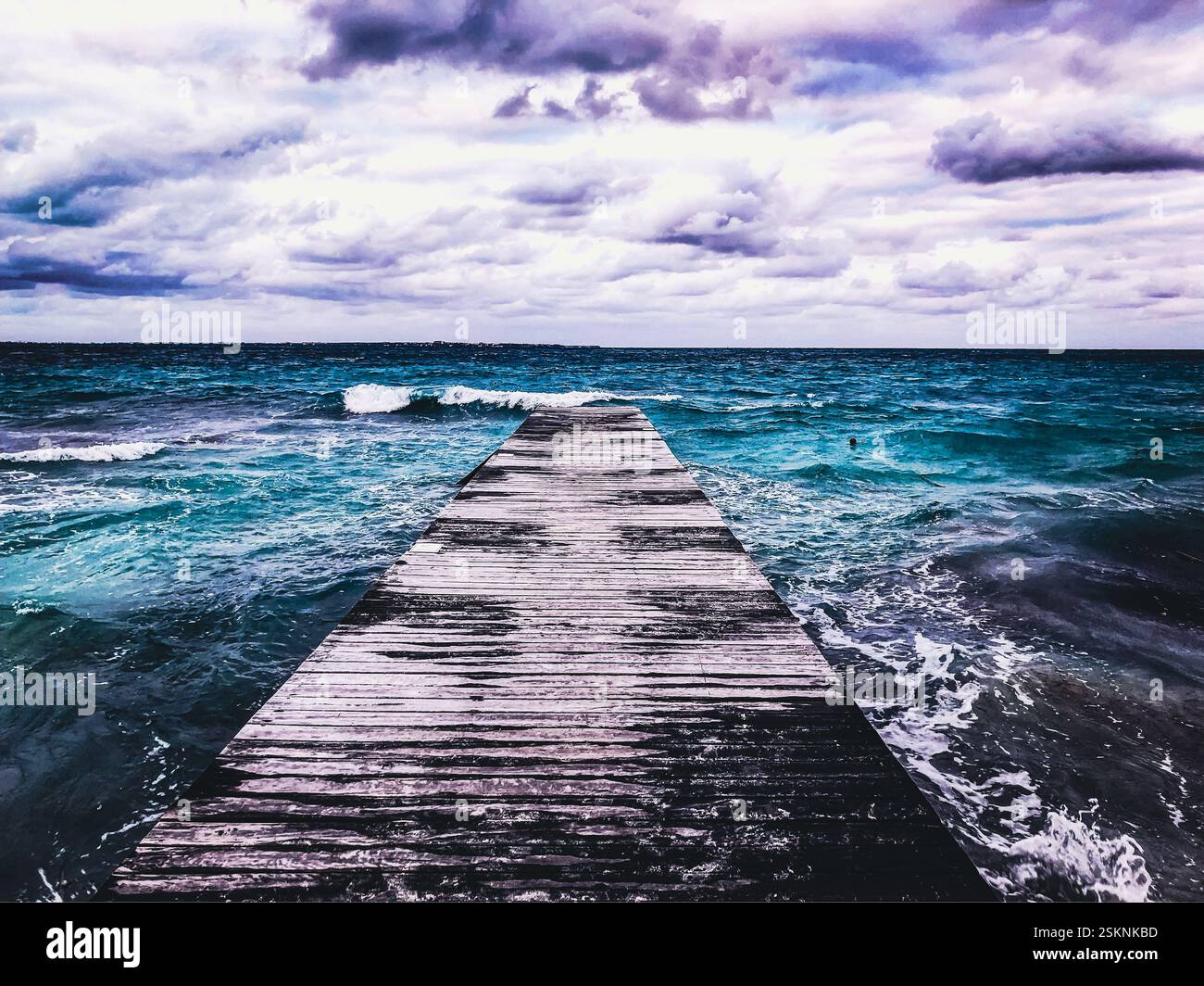 Wooden jetty in the Gulf of Mexico, Cancun, Quintana Roo, Yucatan ...