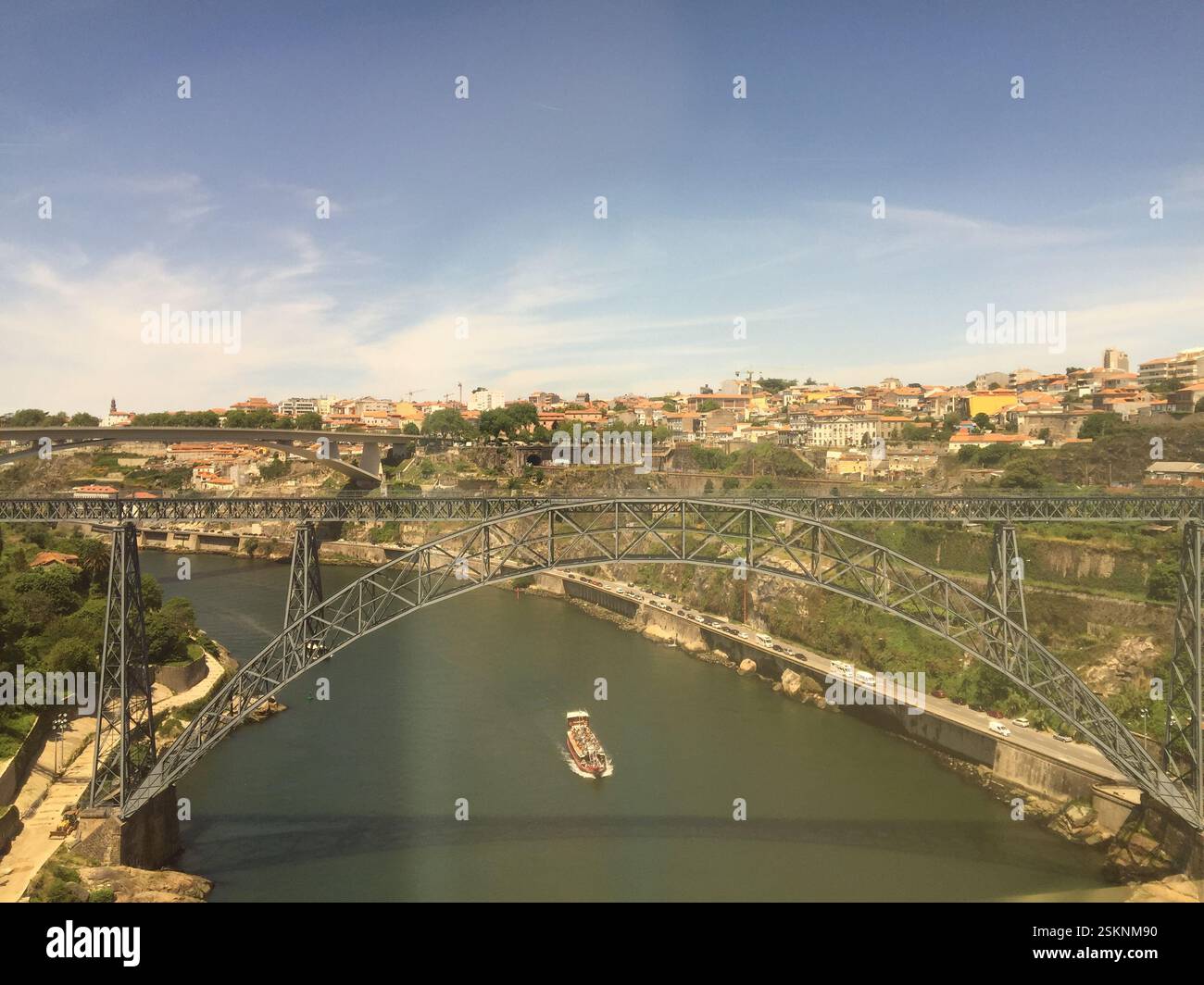 Dona Maria Pia Bridge, Braga, Portugal. Iconic arched steel structure ...