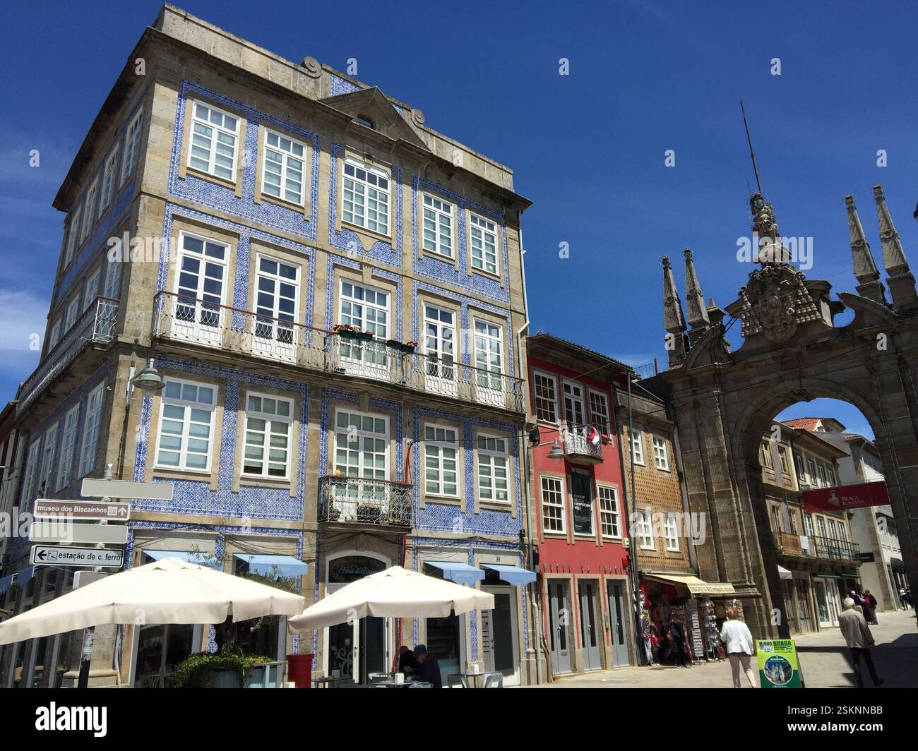 Baroque archway. Historic city gate. Braga, Portugal landmark. Symbol ...