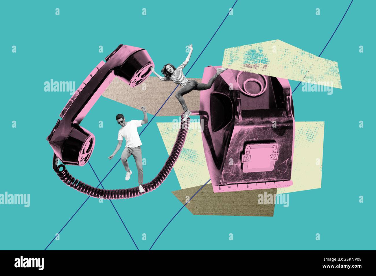 Trend artwork sketch design montage 3D collage of huge size landline ...