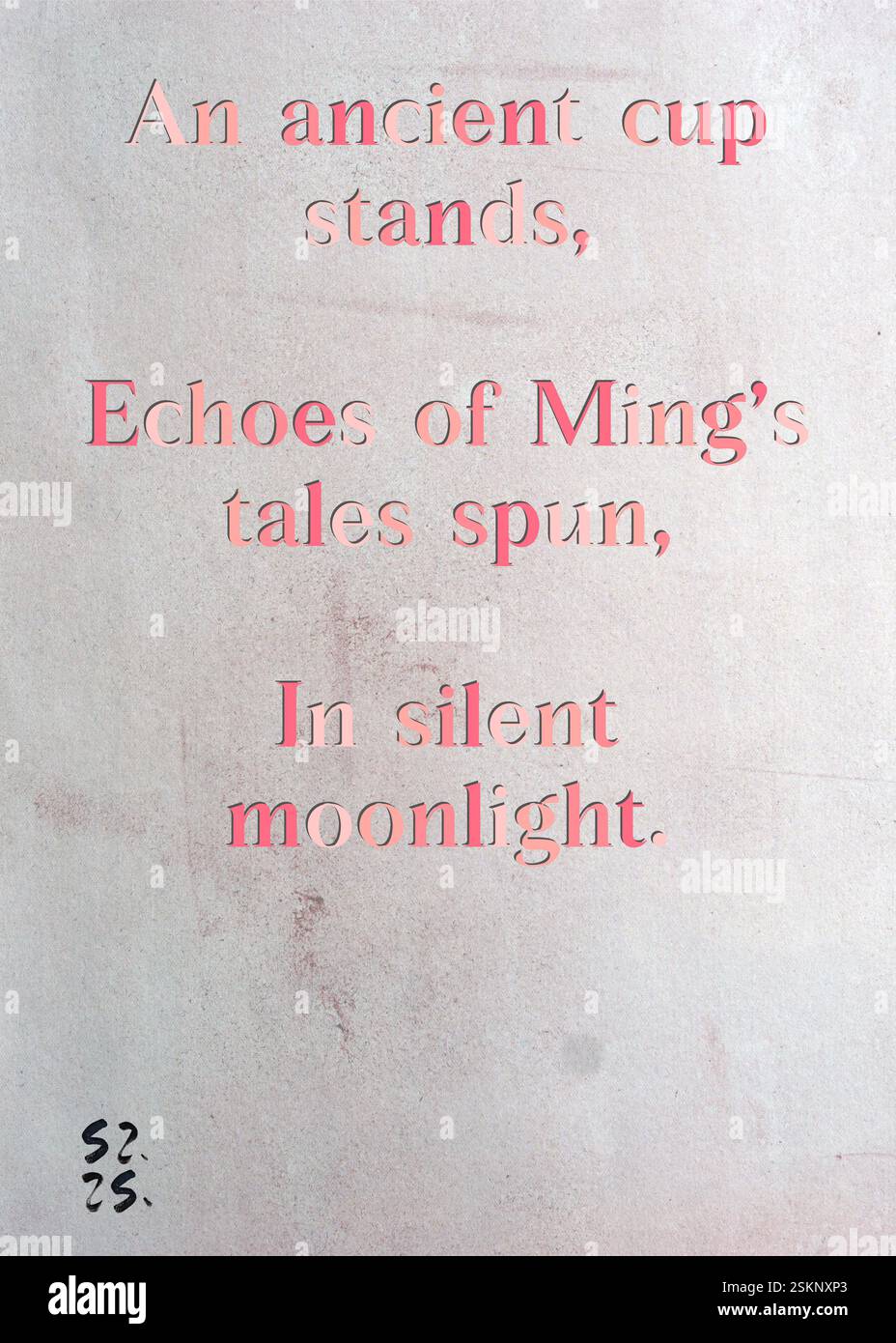 An ancient cup stands, Echoes of Ming's tales spun, In silent moonlight ...
