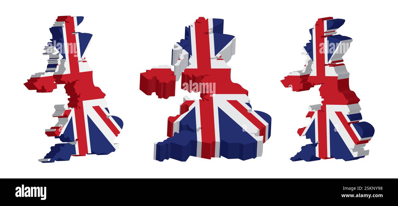 Realistic 3D Map of United Kingdom Vector Design Template Stock Vector ...