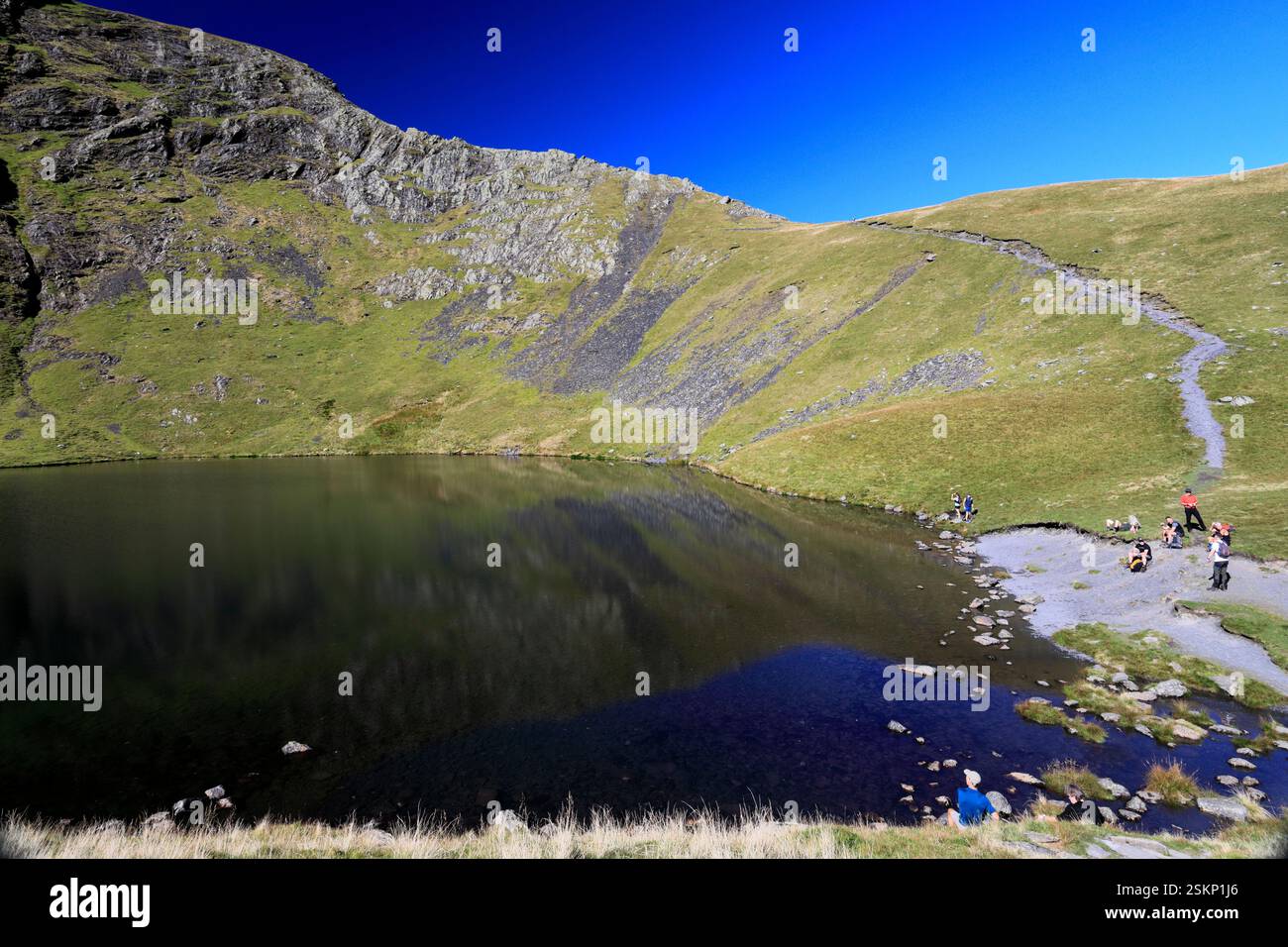 View of Scales Tarn and Sharp Edge, Blencathra fell, Lake District ...