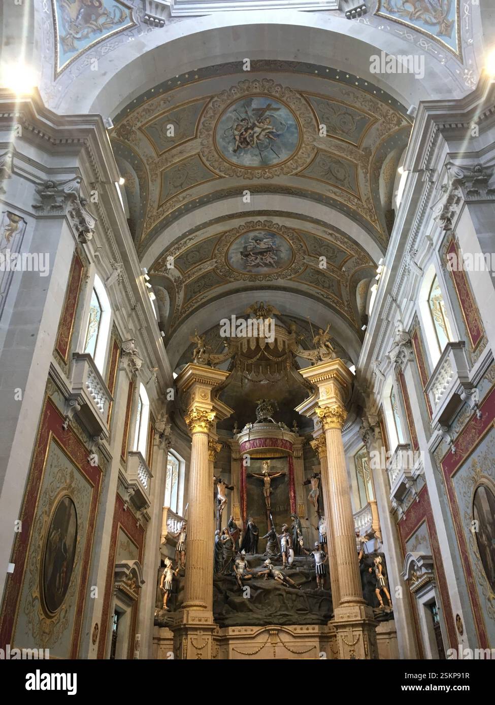 Basilica of Bom Jesus do Monte Braga. Interior with ornate gilded altar ...