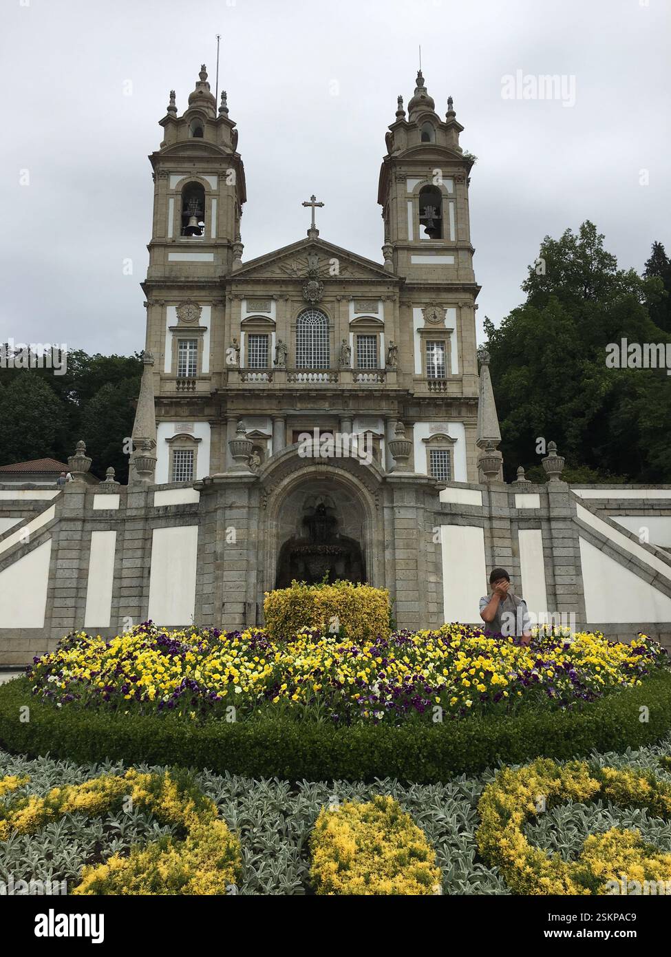 Basilica of Bom Jesus do Monte. Twin towers frame ornate facade ...