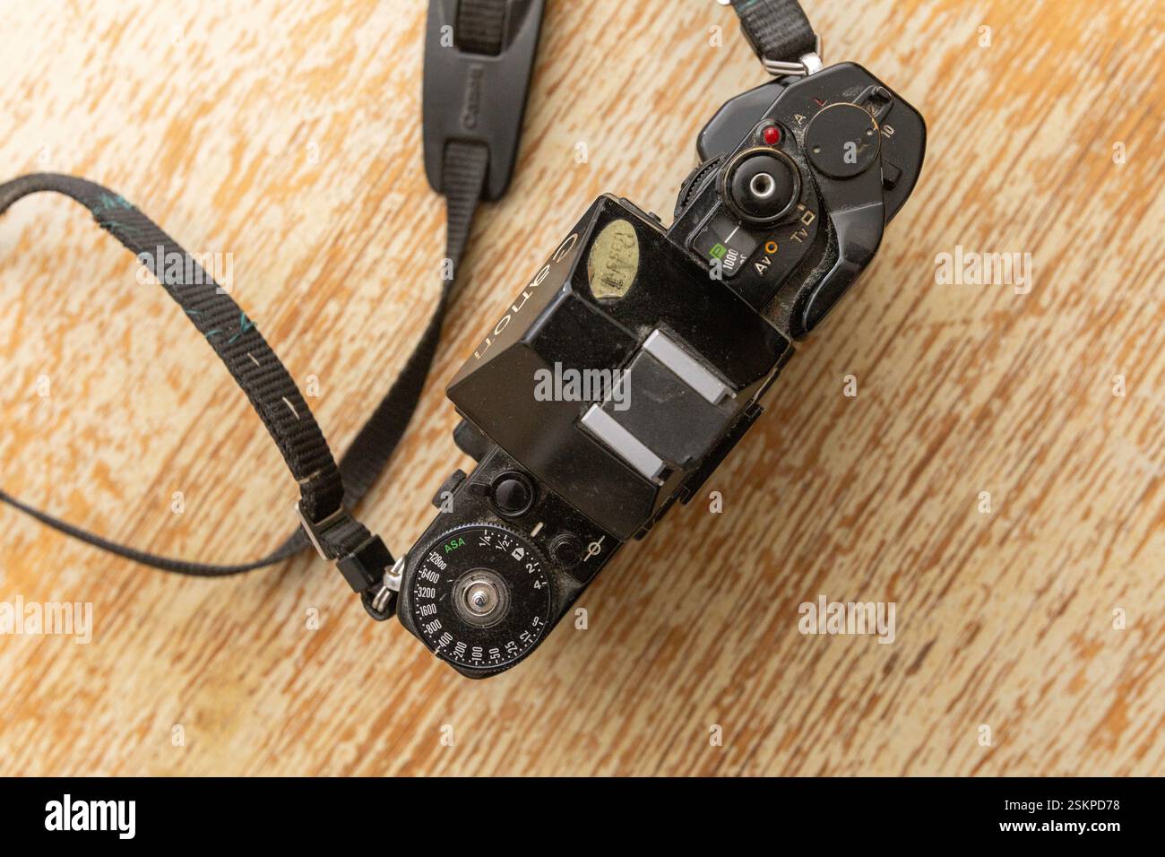 A well used soiled Canon A-1 35mm film single lens reflex camera with ...