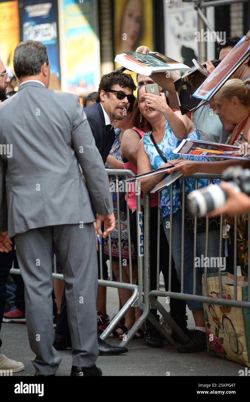 Benicio Del Toro arriving to tape an appearance on 'The Late Show with ...