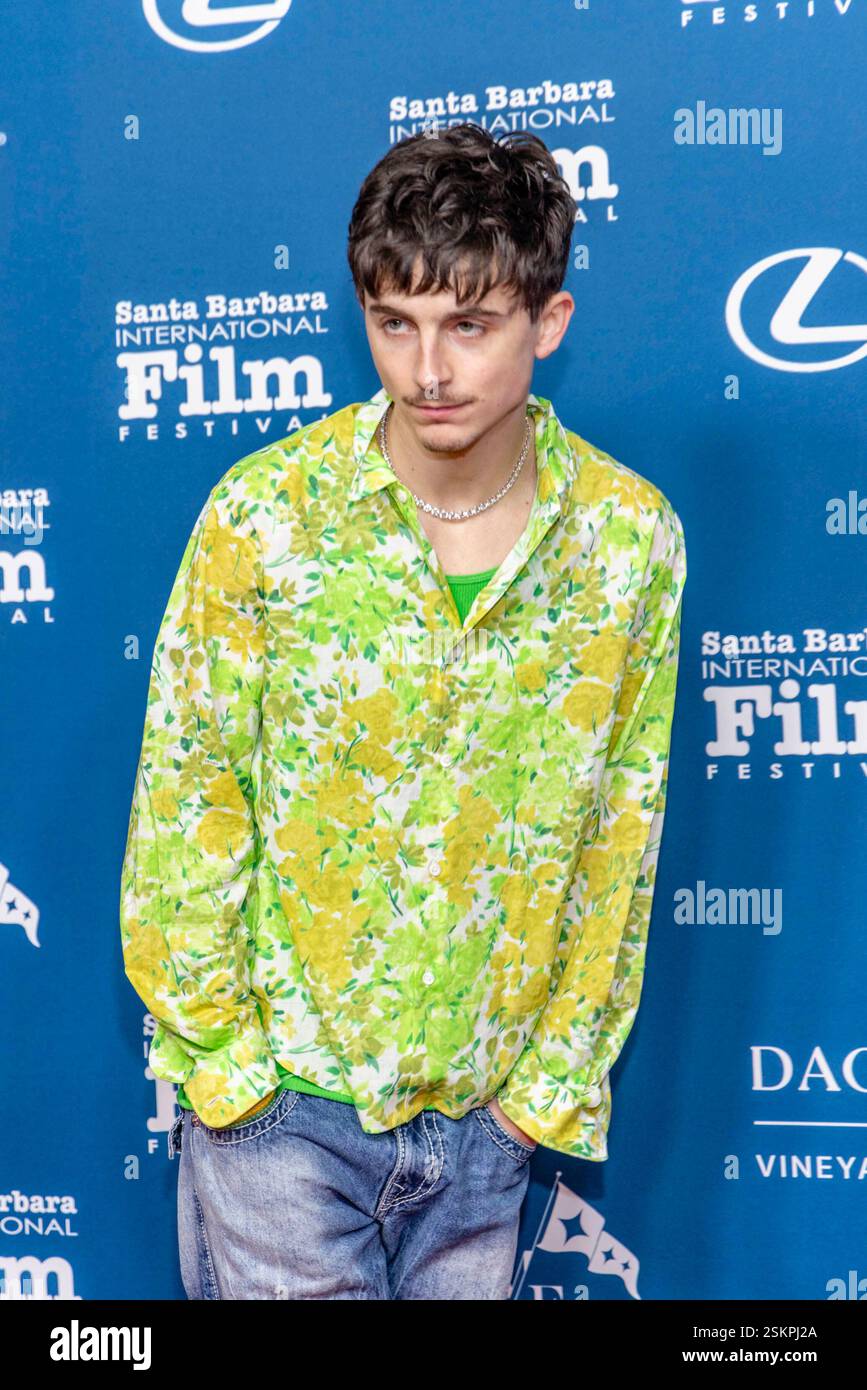 Timothée Chalamet arrives at the 40th Santa Barbara International Film ...