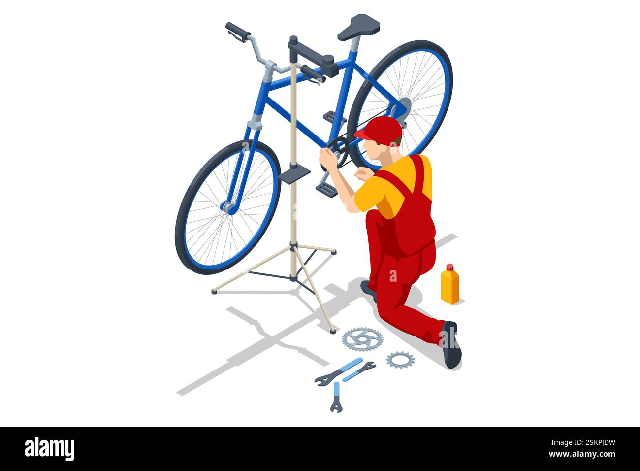 Bicycle mechanic work process in Stock Vector Images - Alamy