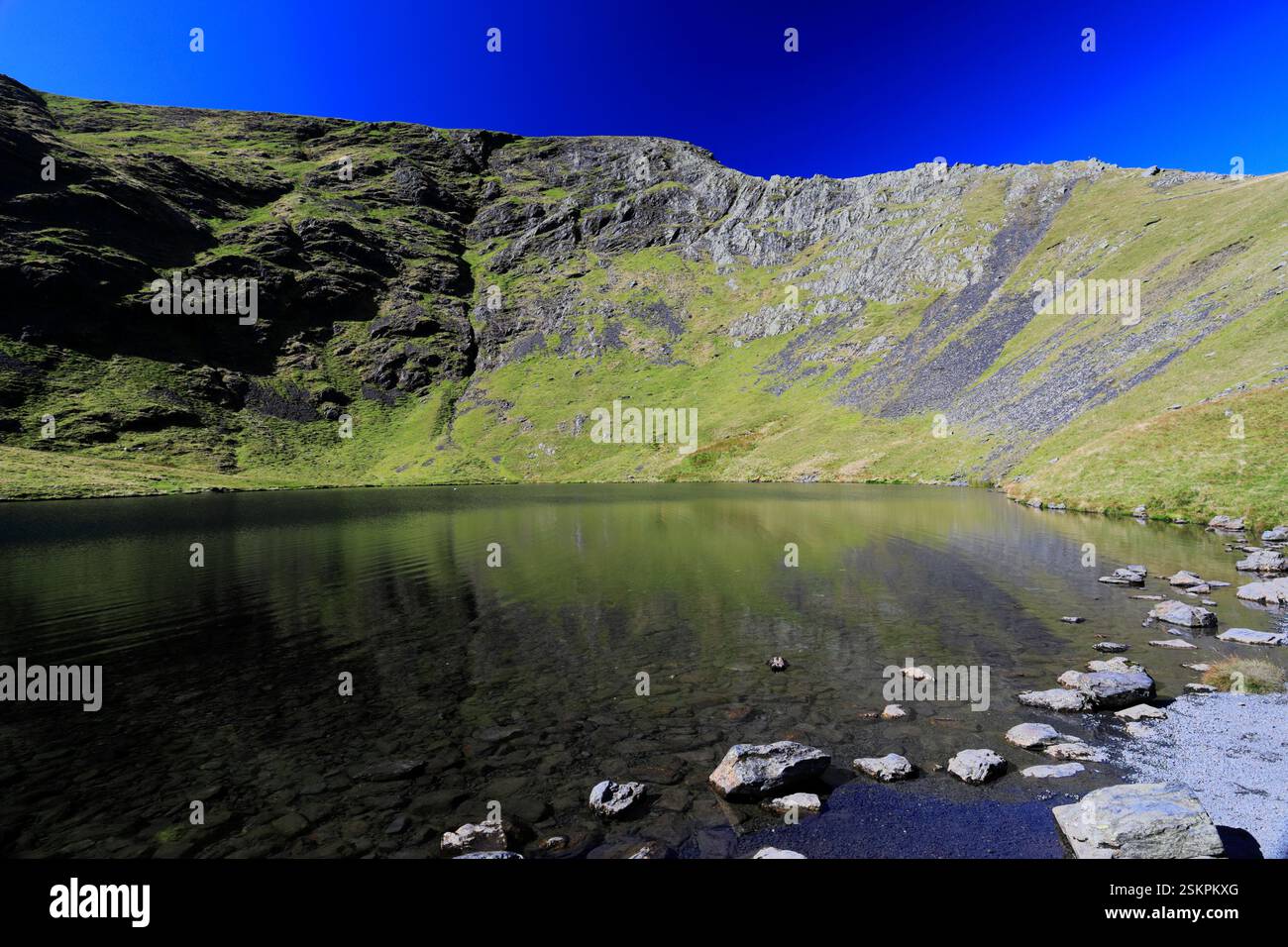 View of Scales Tarn and Sharp Edge, Blencathra fell, Lake District ...
