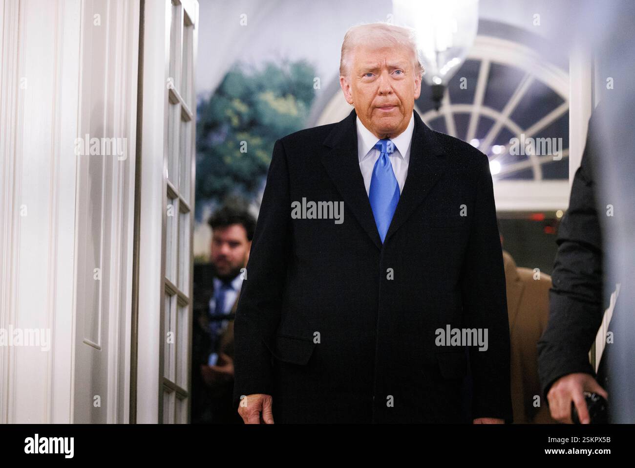 US President Donald Trump is seen in the Diplomatic Reception Room in ...