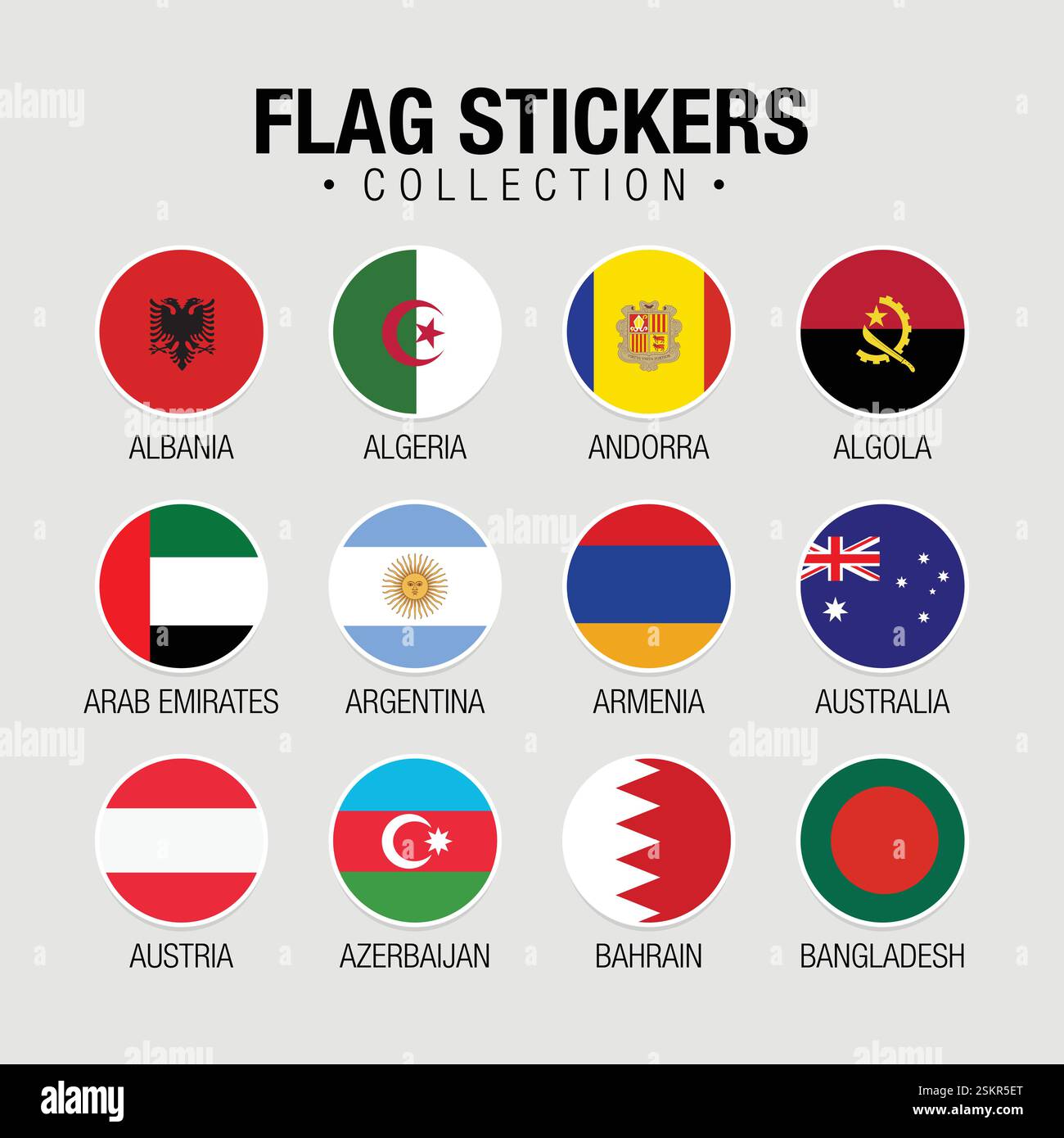 National Flags Of The World Stickers With Names. Circled Flags ...