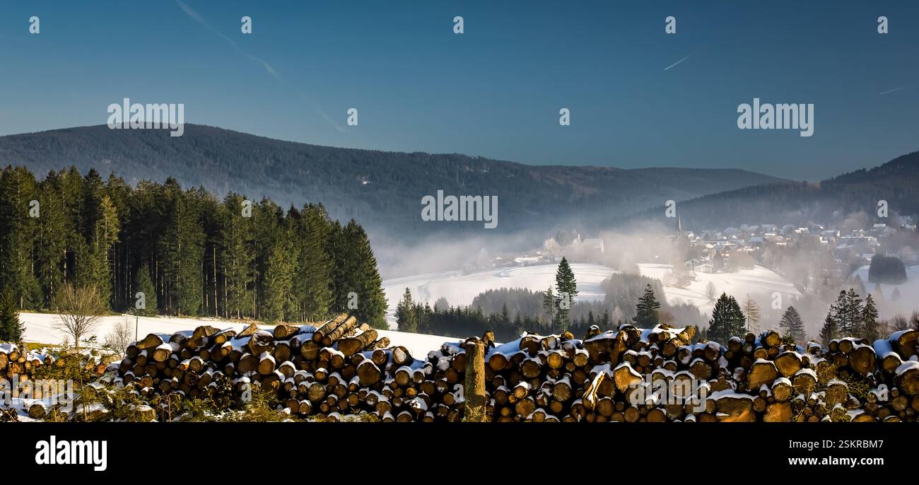 city hidden in the frosty winter haze Stock Photo - Alamy
