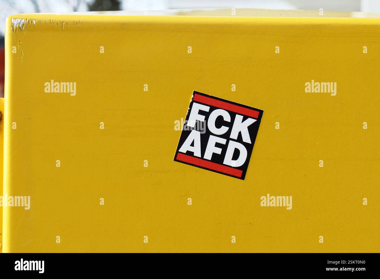 Germany - January 2024: Sticker with text 'FCK AFD' in protest of far ...