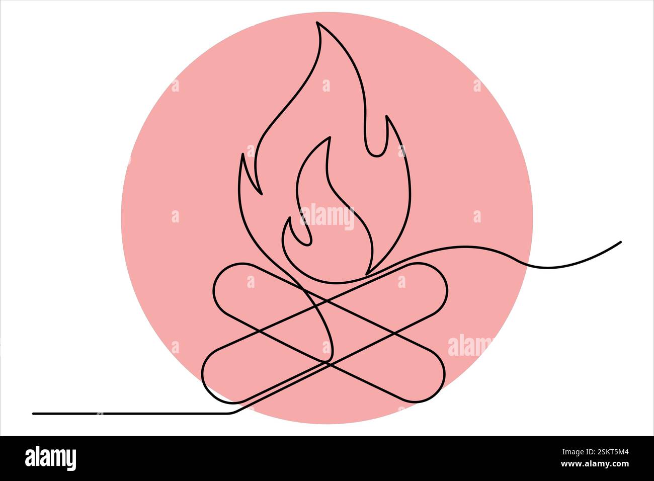 Bonfire continuous single line art drawing of outline vector art Stock ...