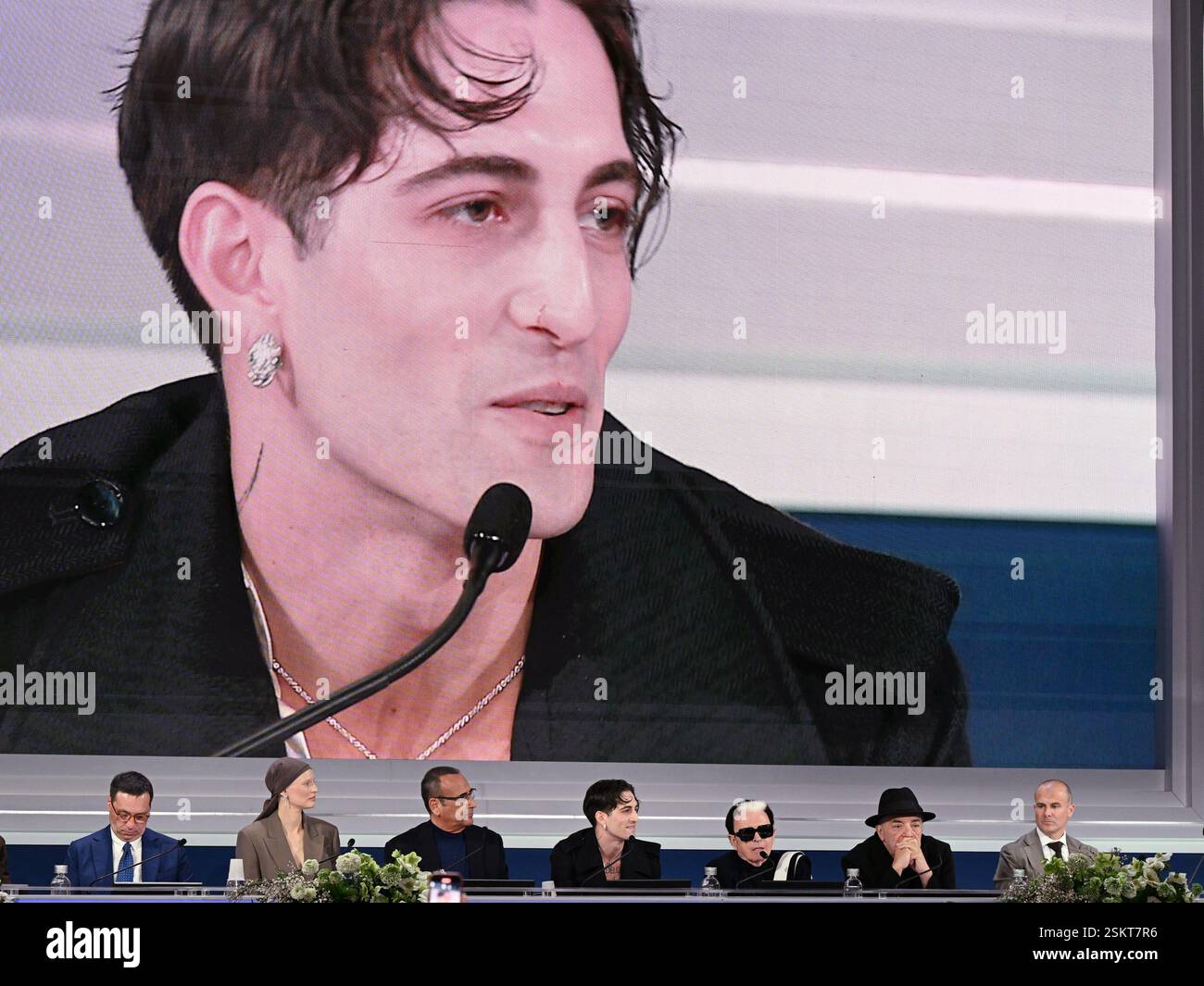 Sanremo, 75th Italian Song Festival 2025 - Press Conference with Damiano David. In the photo ...