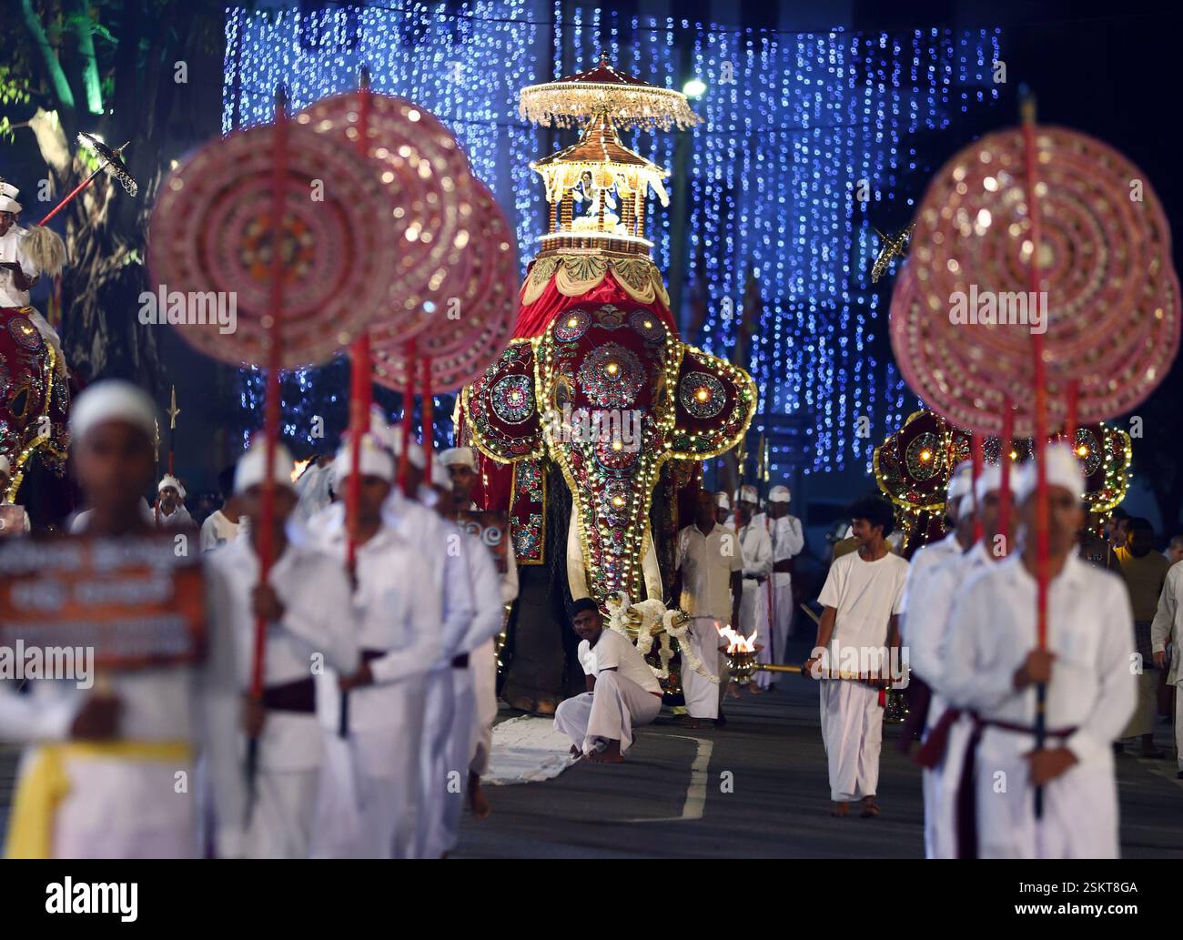COLOMBO, Feb. 12, 2025 -- Decorated elephants parade during the annual ...