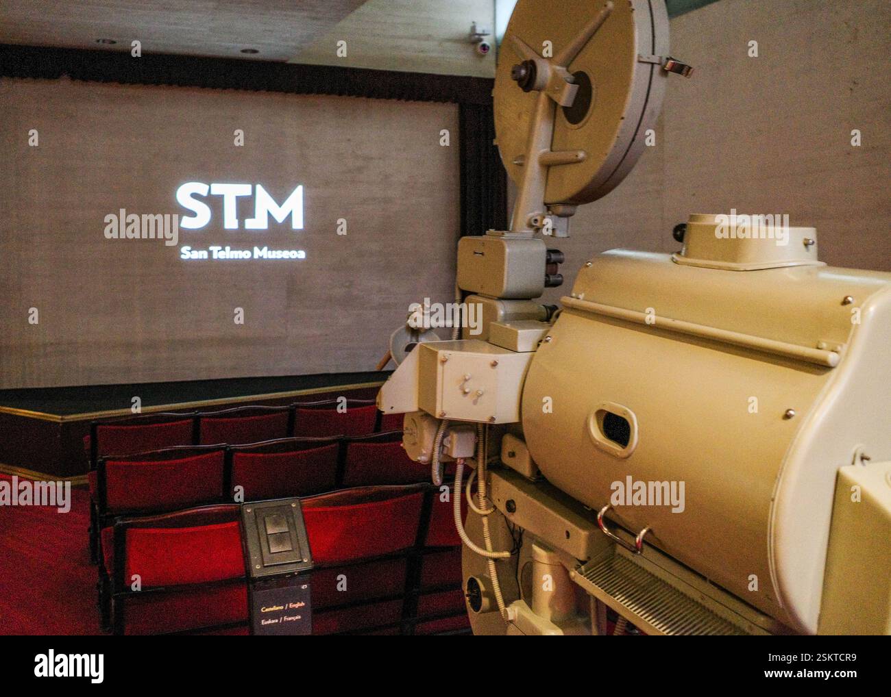 San Sebastian, Spain - 9 Feb 2025: Vintage cinema projector on display ...