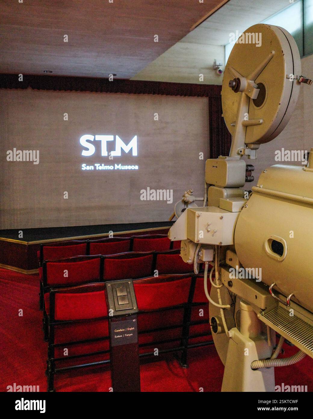 San Sebastian, Spain - 9 Feb 2025: Vintage cinema projector on display ...
