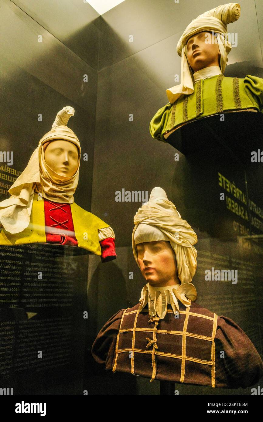 San Sebastian, Spain - 9 Feb 2025: Traditional Basque dress on display ...