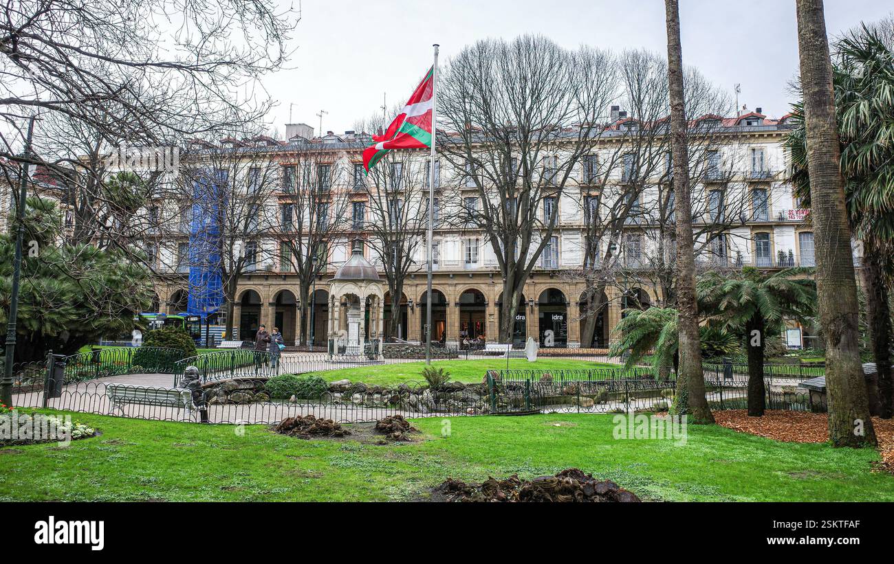 San Sebastian, Spain - 9 Feb, 2025: Gardens in Gipuzkoa Square ...
