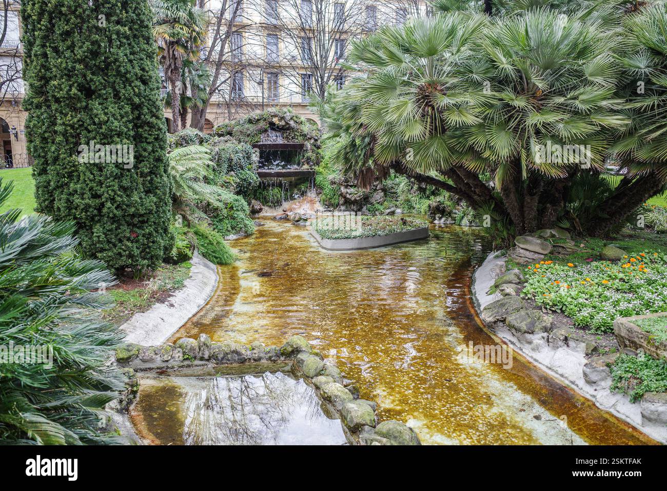 San Sebastian, Spain - 9 Feb, 2025: Gardens in Gipuzkoa Square ...