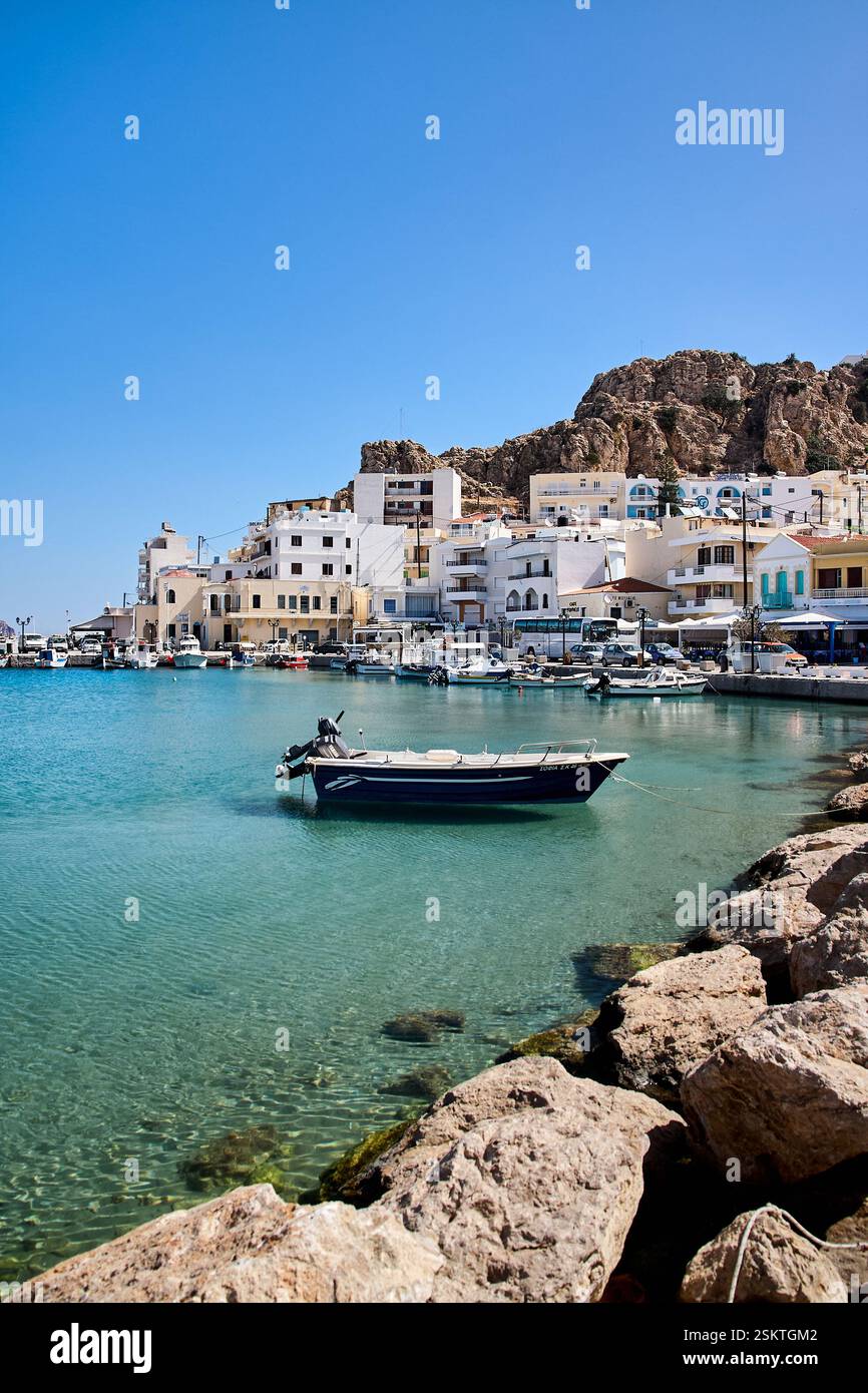 Pigadi, the capital of Karpathos island, Aegean sea, Dodecanese, Greece ...