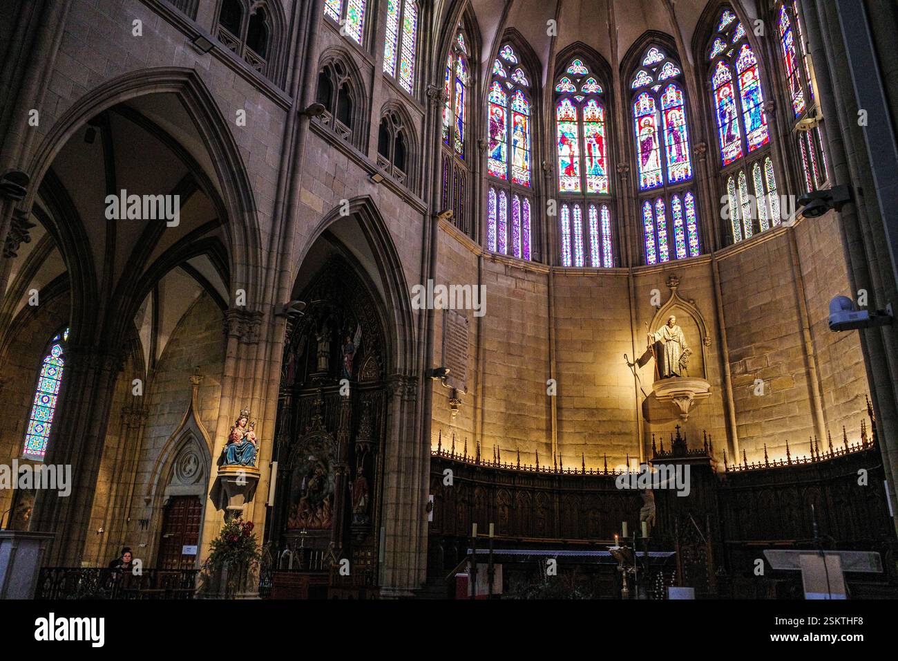 San Sebastian, Spain - 9 Feb 2025: Interior of Buen Pastor Cathedral in ...