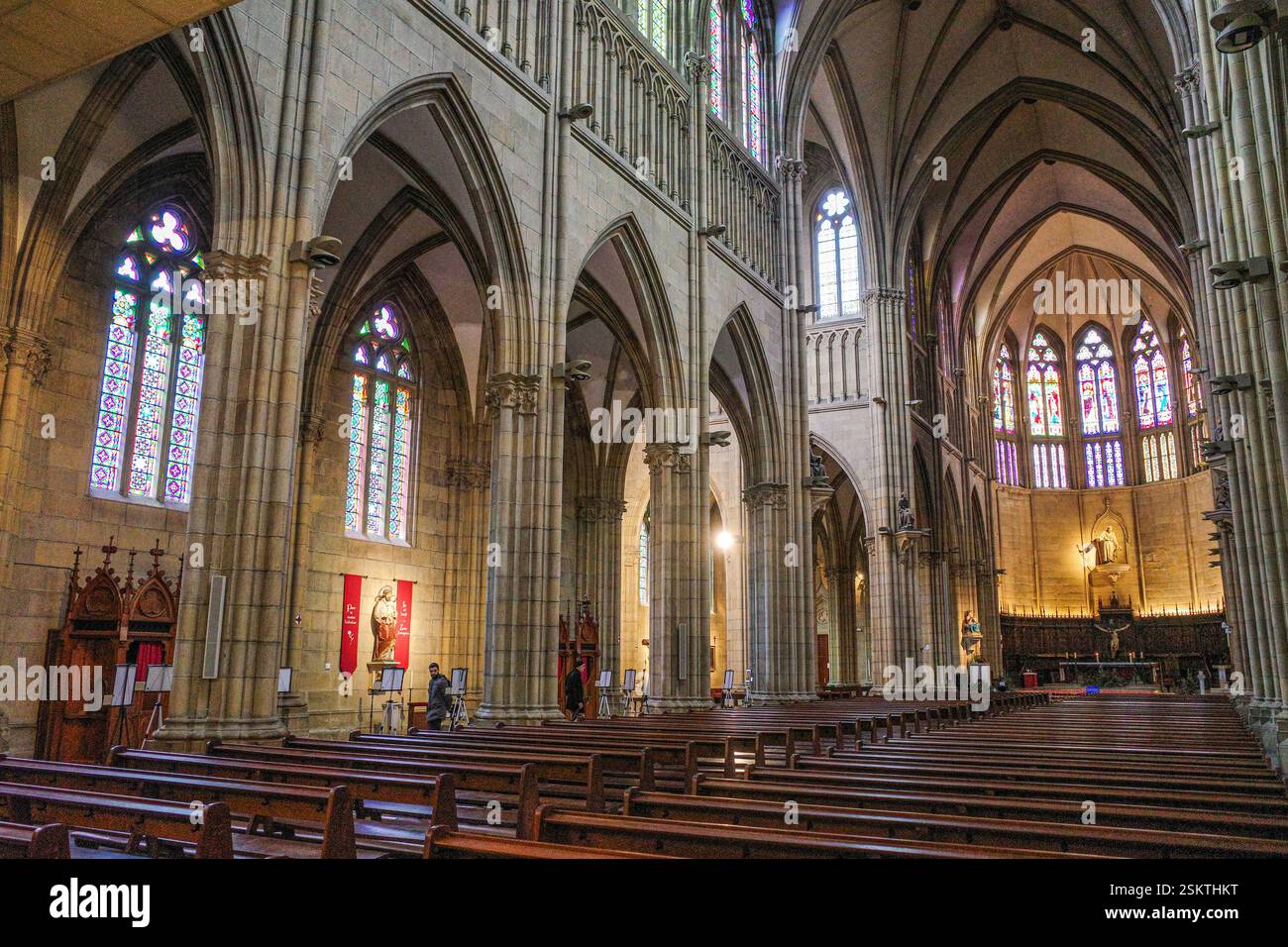 San Sebastian, Spain - 9 Feb 2025: Interior of Buen Pastor Cathedral in ...