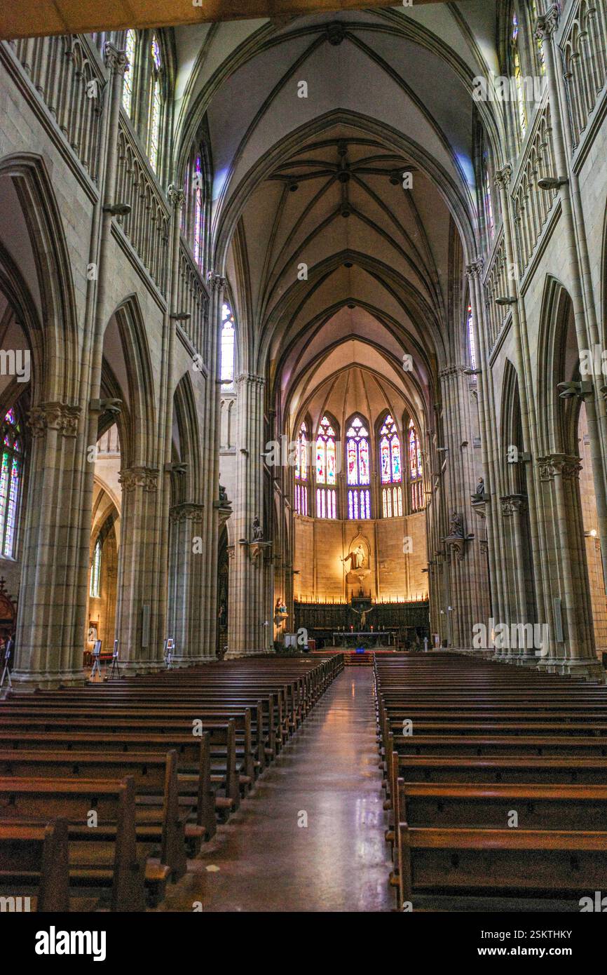 San Sebastian, Spain - 9 Feb 2025: Interior of Buen Pastor Cathedral in ...
