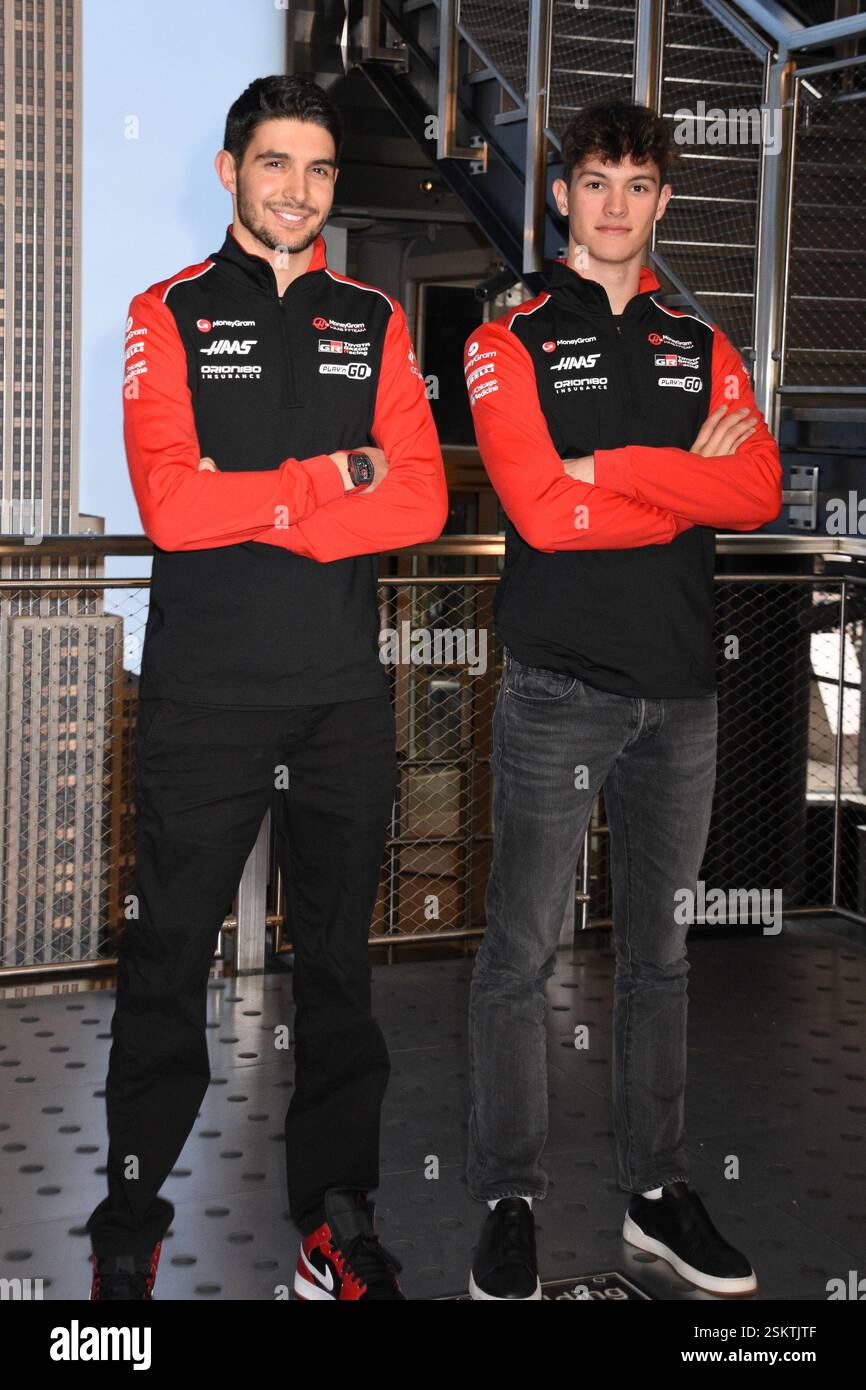 NEW YORK, NY - FEBRUARY 11: Esteban Ocon and Ollie Bearman pictured as MoneyGram Haas F1 drivers ...
