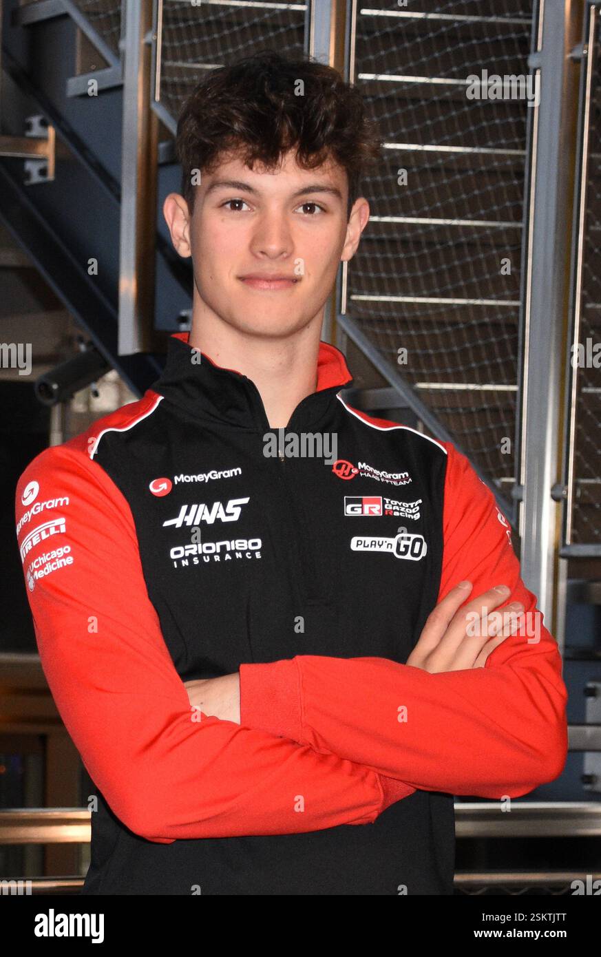 New York, NY, USA. 11th Feb, 2025. Ollie Bearman pictured as MoneyGram ...